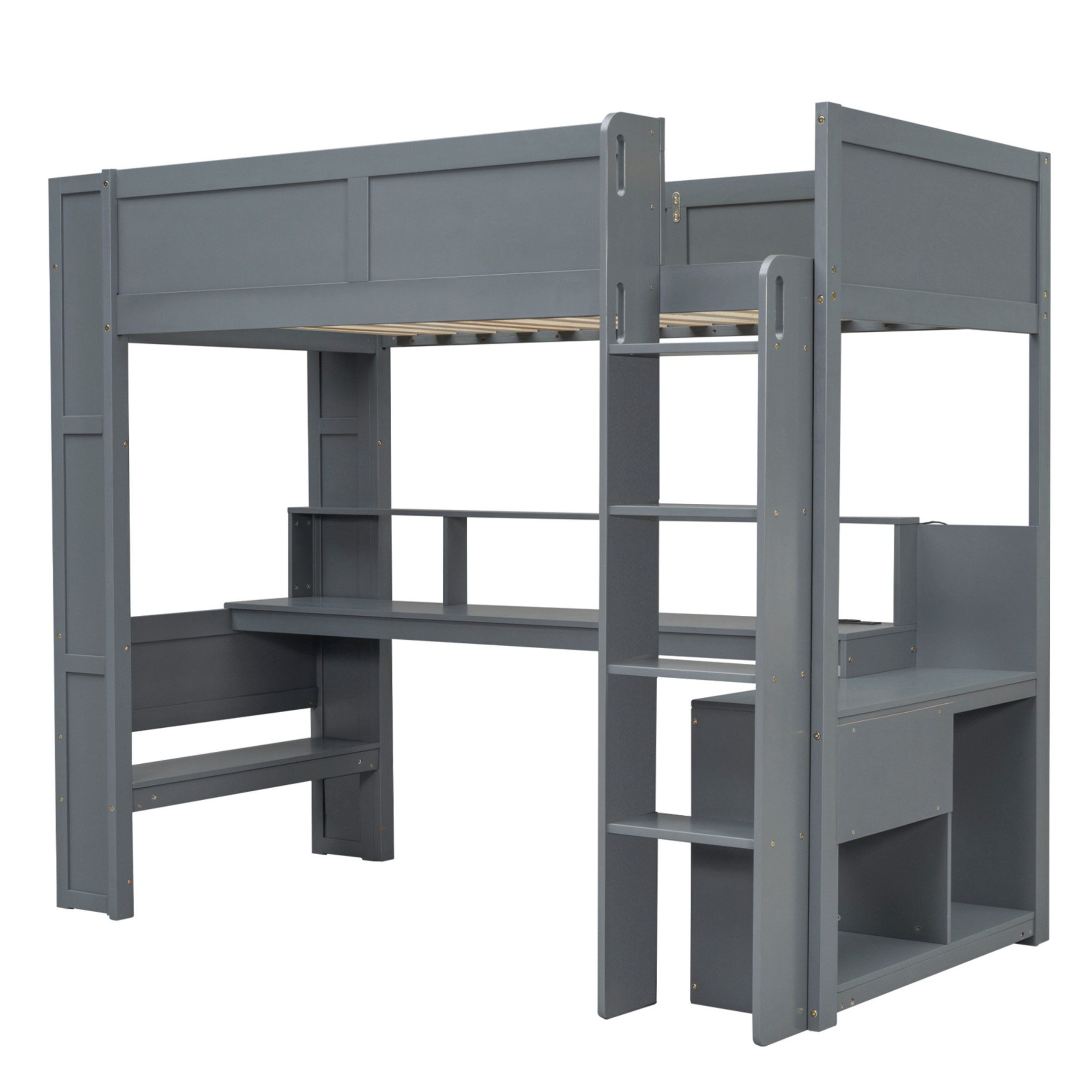 Latitude Run® Versatile Wood Loft Bed With Integrated Desk And Abundant ...
