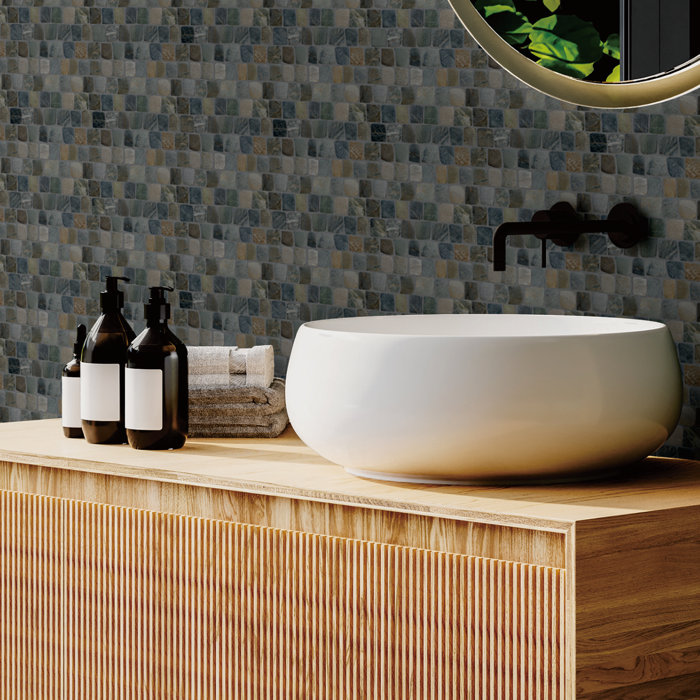 b.o.i Florida 12" x 12" Natural Stone Random Pebble Mosaic Wall Tile ...