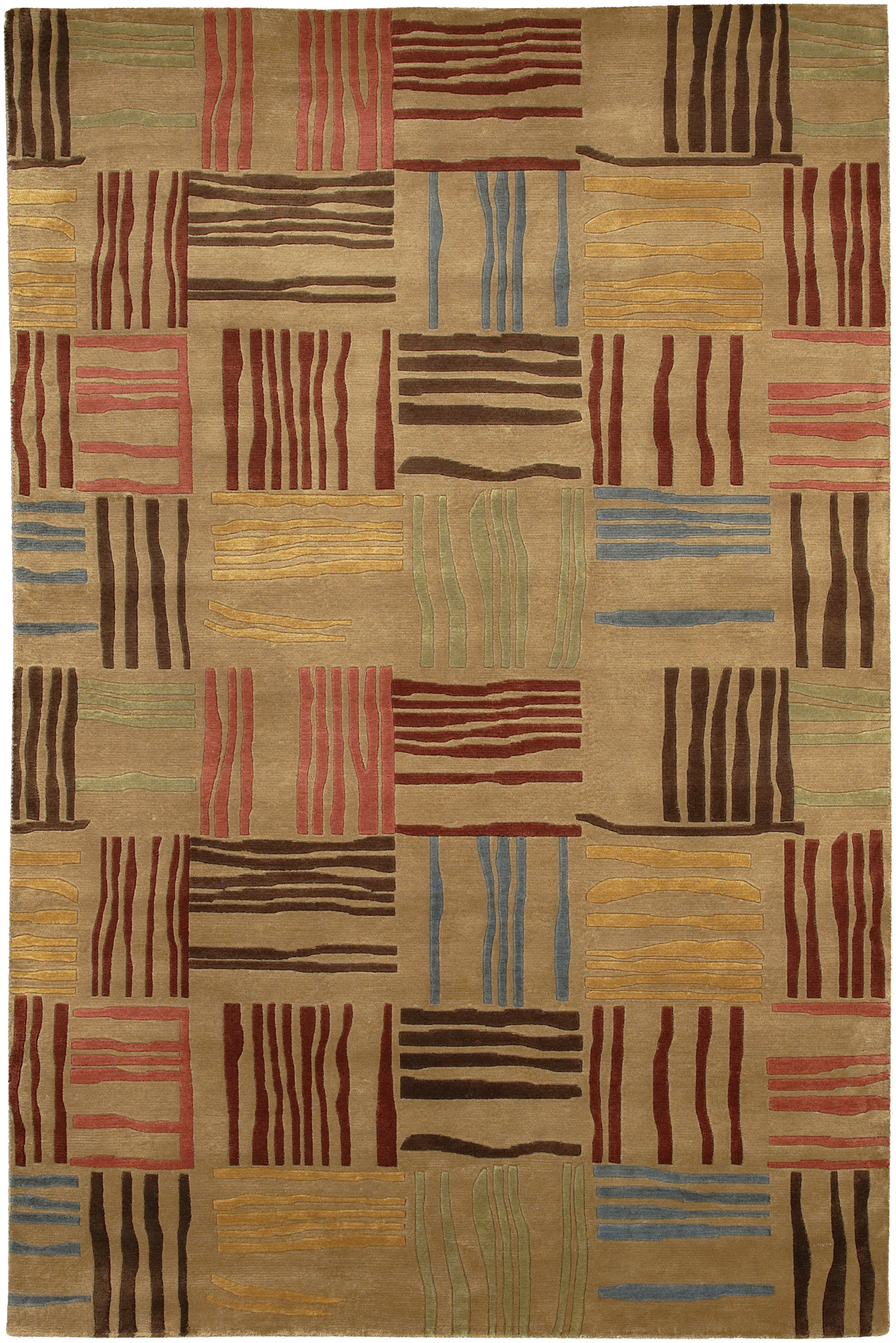 Wade Logan® Callida Geometric Hand-Knotted Wool Yellow/Green/Beige Area ...