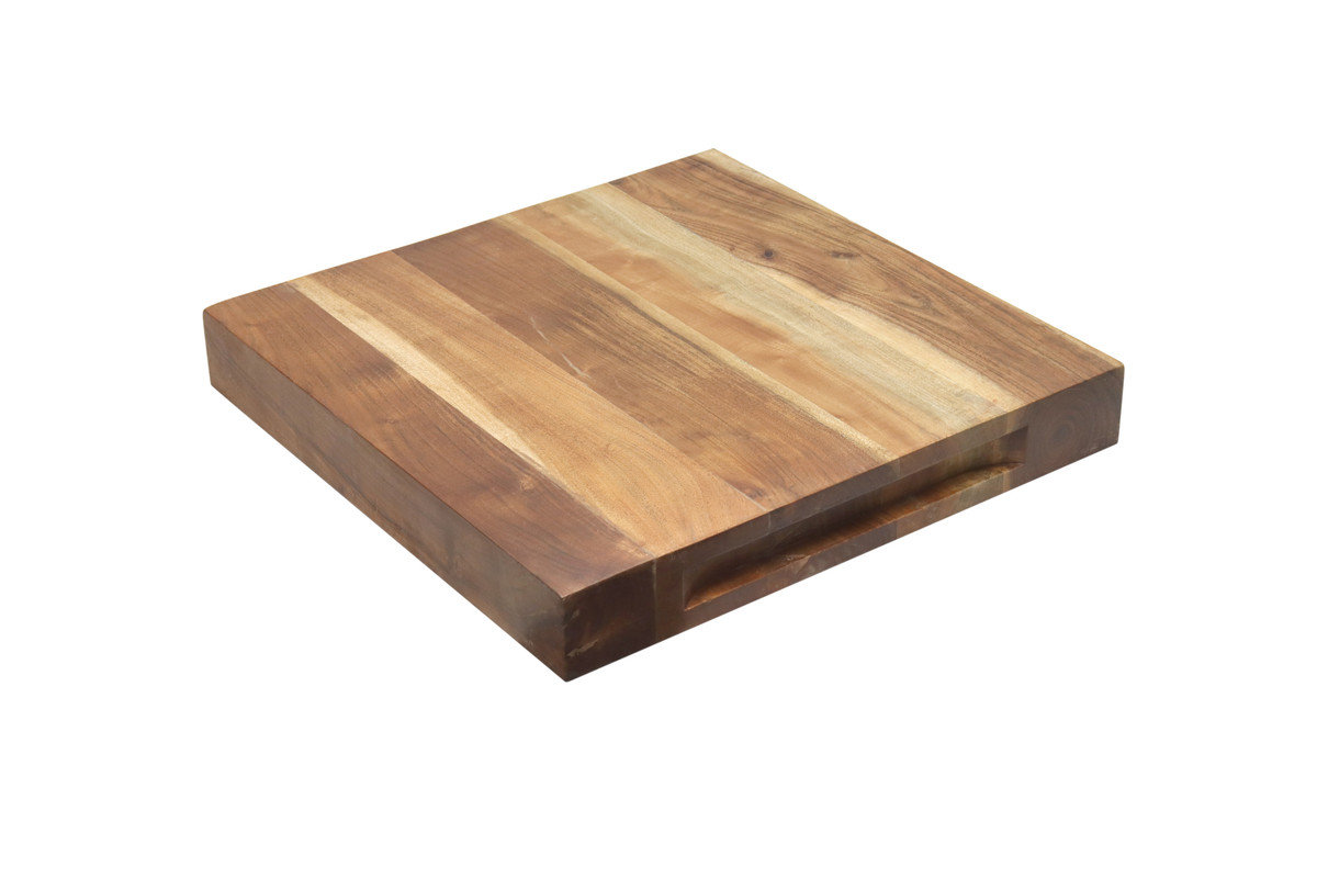 India Handicrafts, Inc. Acacia 15" Square Wood Butcher Block With ...