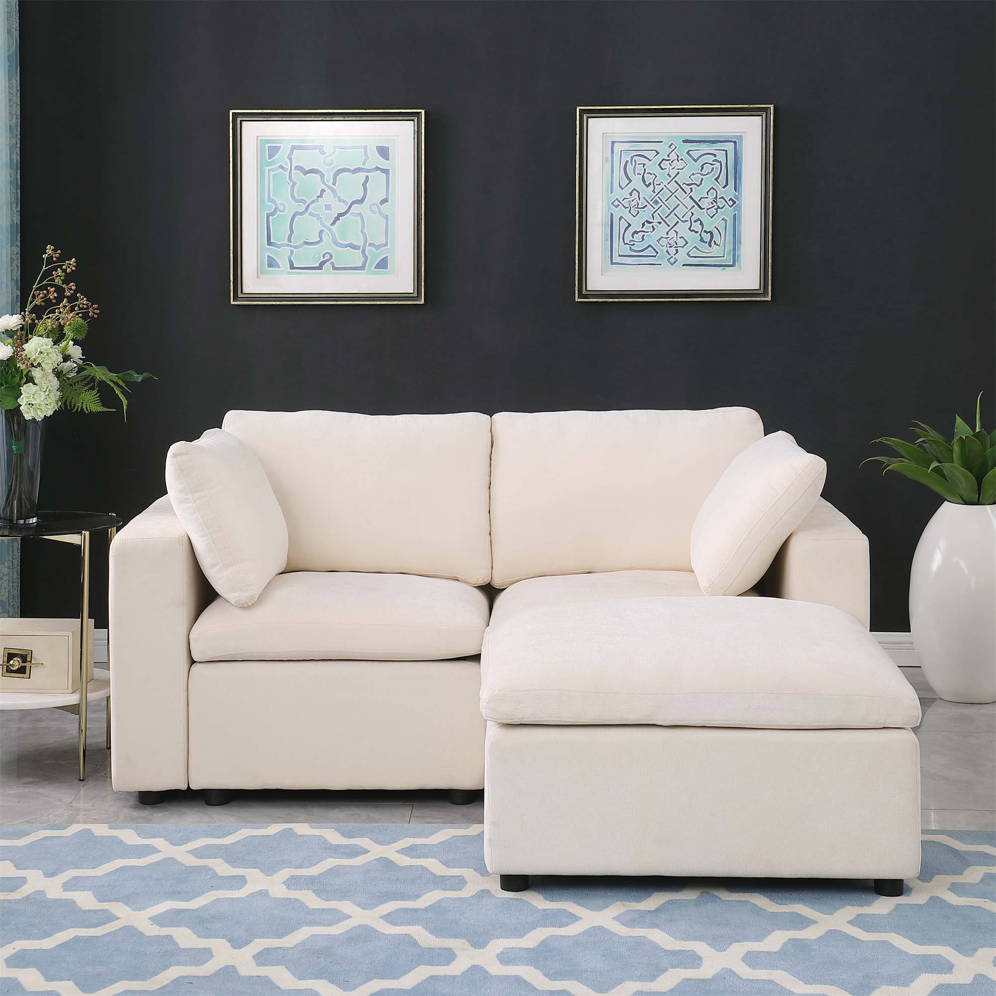 Latitude Run® Loveseat Sofa With Ottoman Modular Sectional Love Seat ...