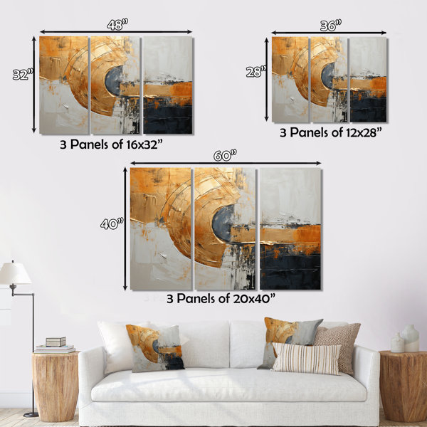 Mercer41 Reproduction de 3 pièces géométriques dorées sur fond gris ...