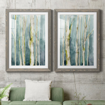 Millwood Pines Treeline Watercolor I - 2 Piece Picture Frame Painting ...