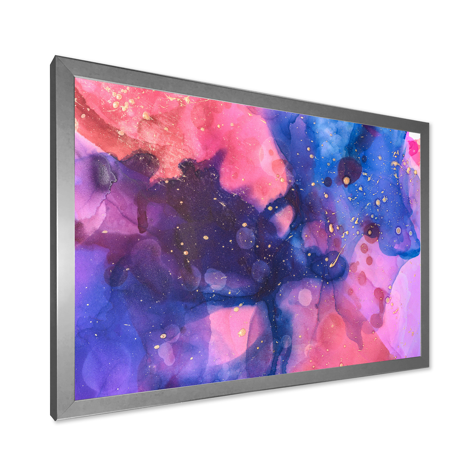 Wrought Studio Abstract Blue Red Violet Splashes - Modern Canvas Wall ...