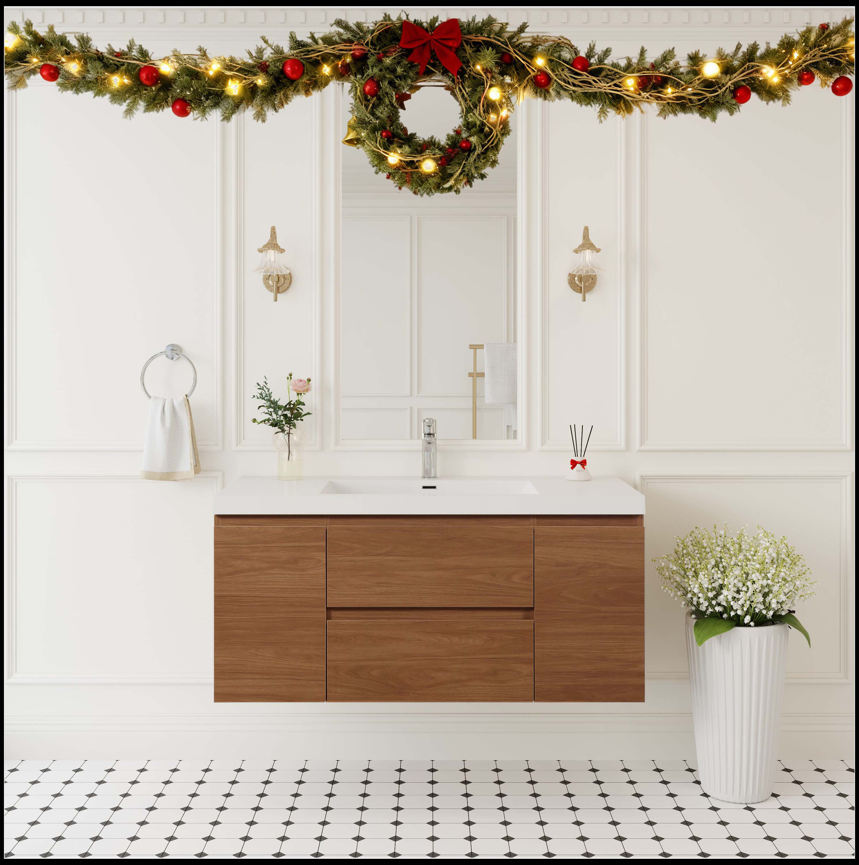Winston Porter 48" Floating Bathroom Vanity with Sink, Modern Wall ...