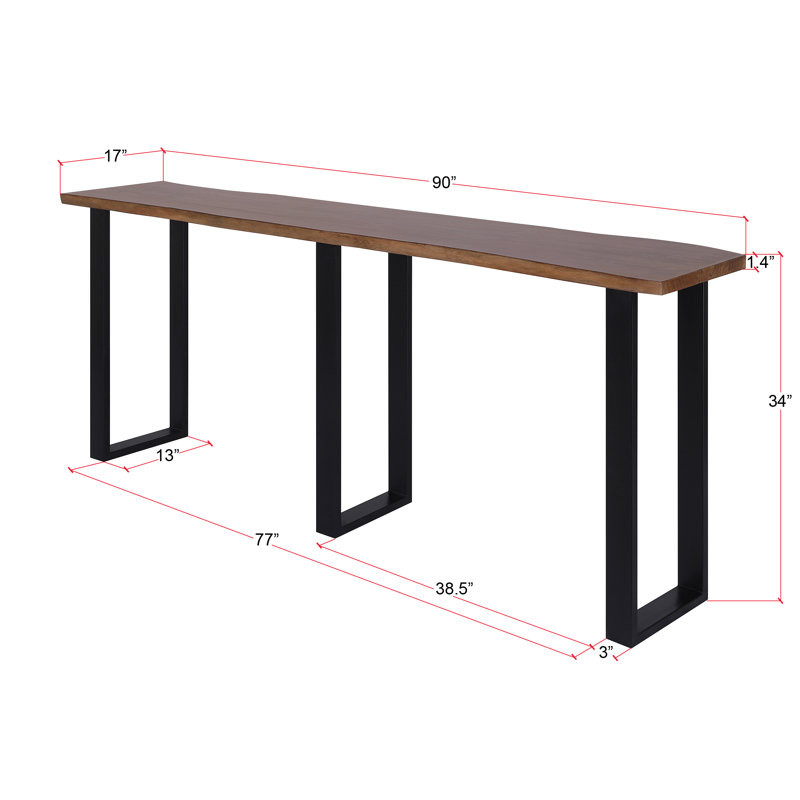 17 Stories Towle 90'' Acacia Live Edge Solid Wood Console Table ...