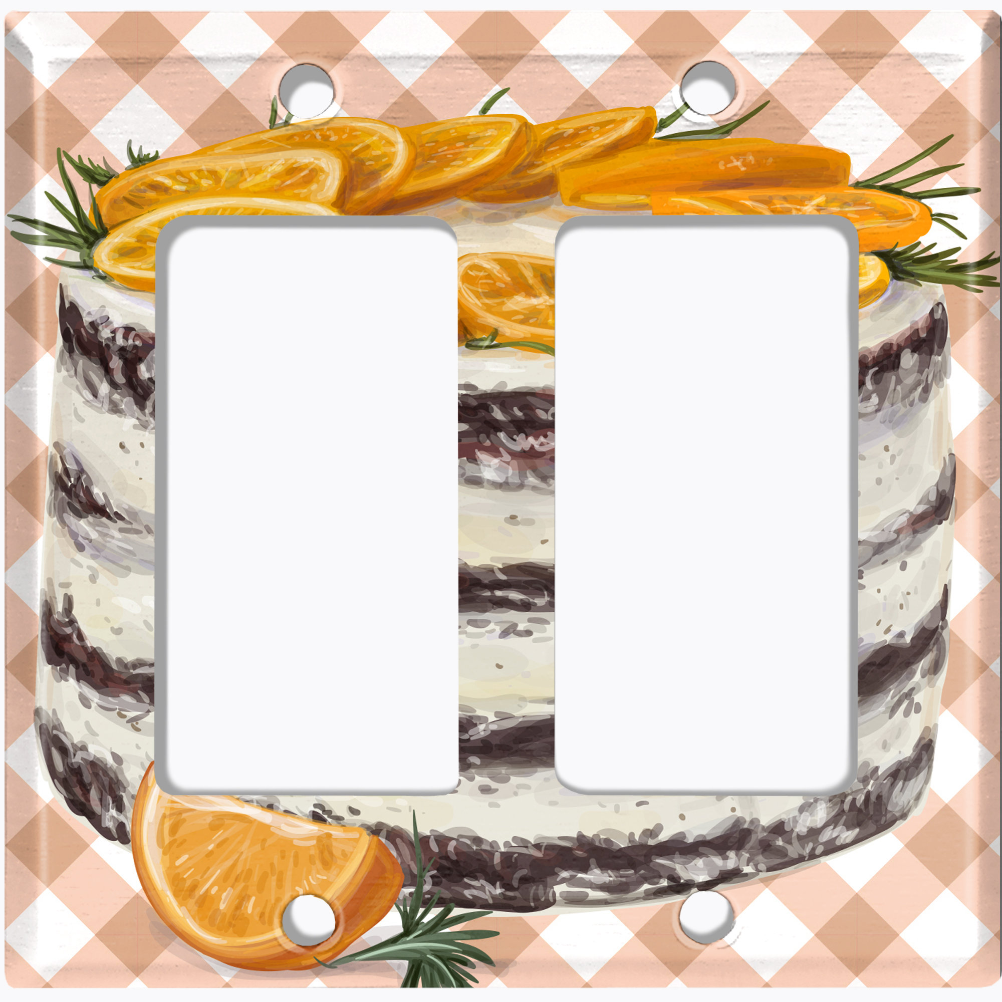 WorldAcc Layered Chocolate Orange Cake Metal 2-Gang Rocker Wall Plate ...
