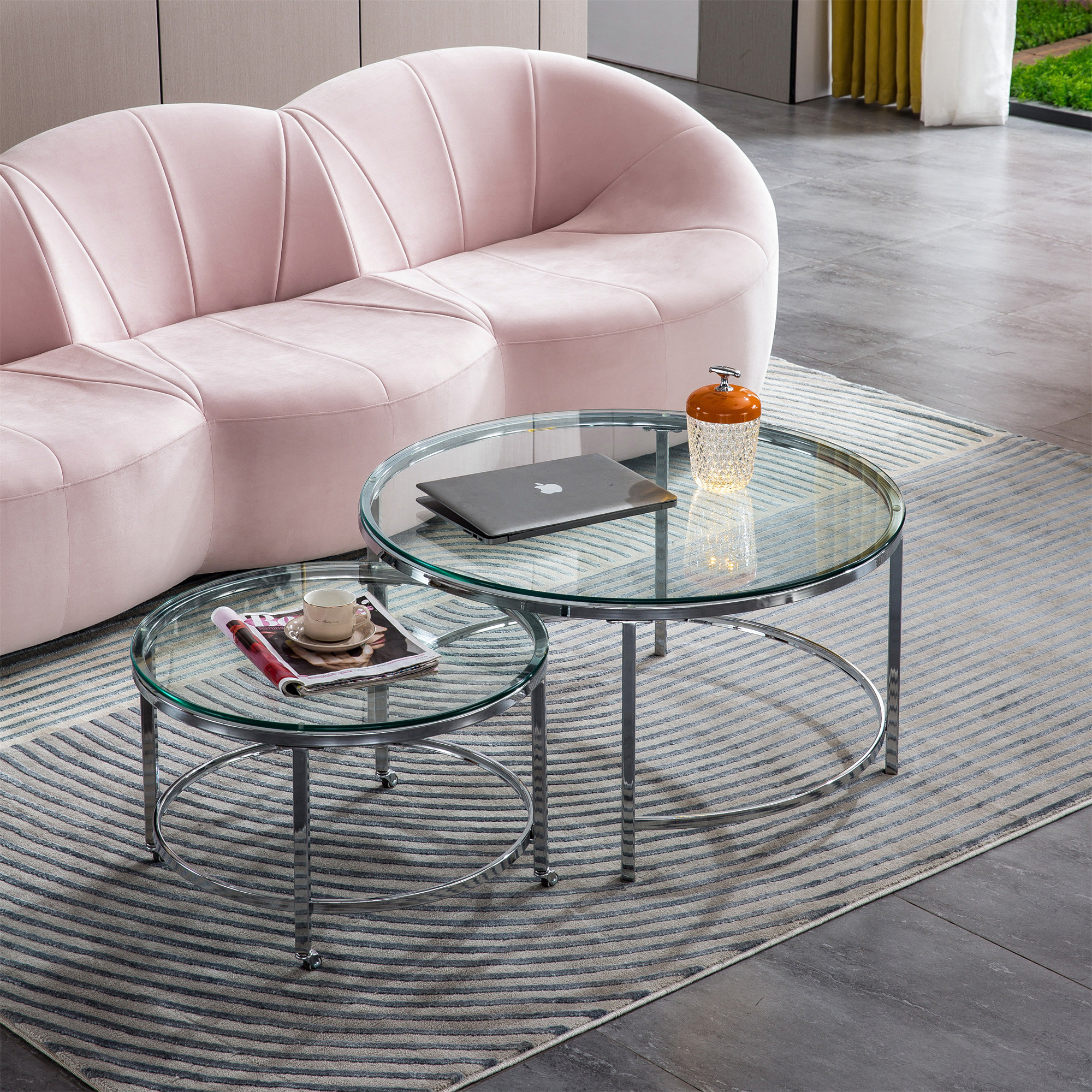 Wrought Studio™ Bailem Glass Nesting Coffee Table | Wayfair