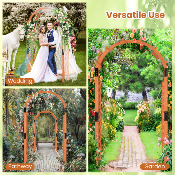 Topbuy 7.7 FT Wooden Garden Arbor Trellis Solid Wood Trellis for ...