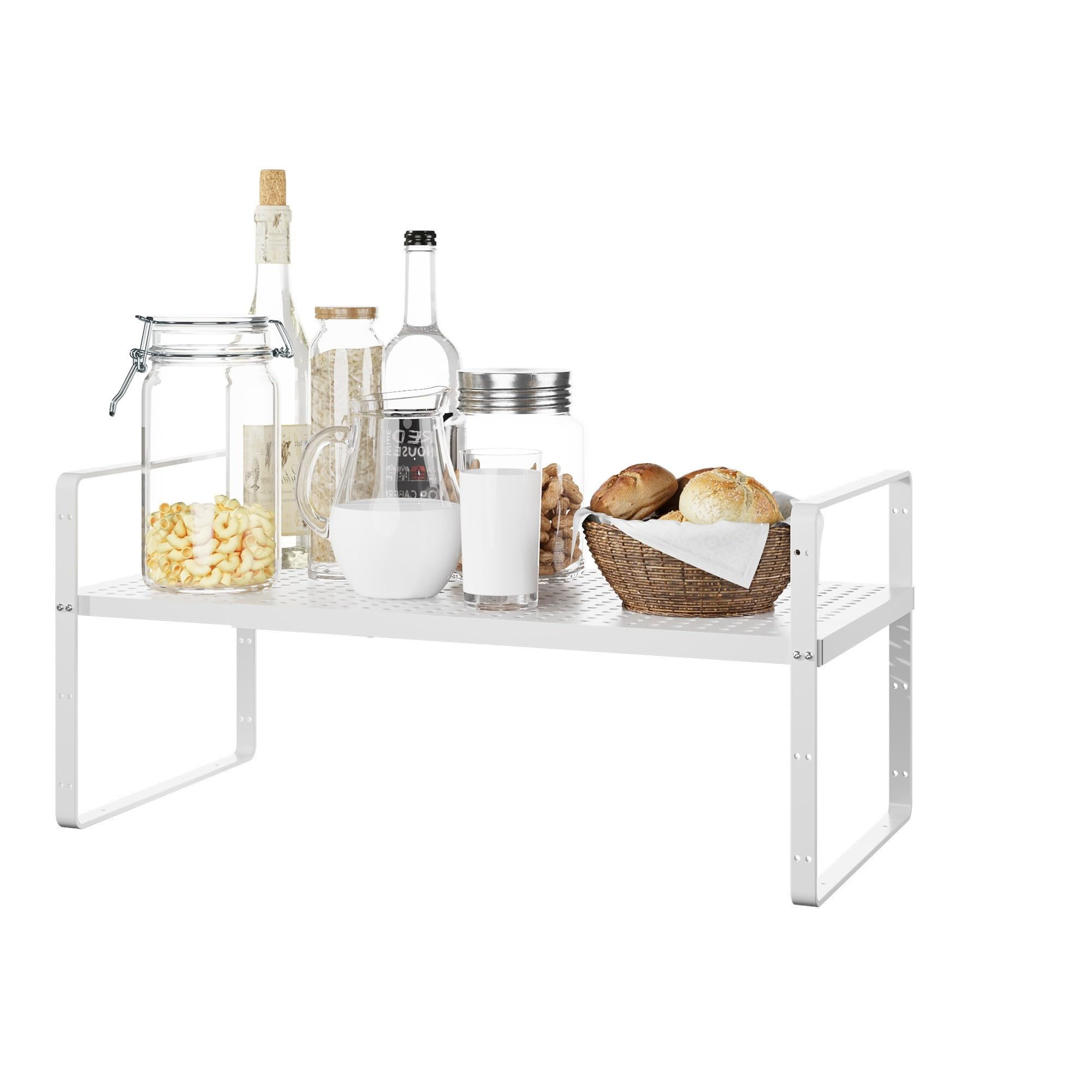 XMVJHOME Adjustable White Kitchen Cabinet Organizer Shelf Rack For ...