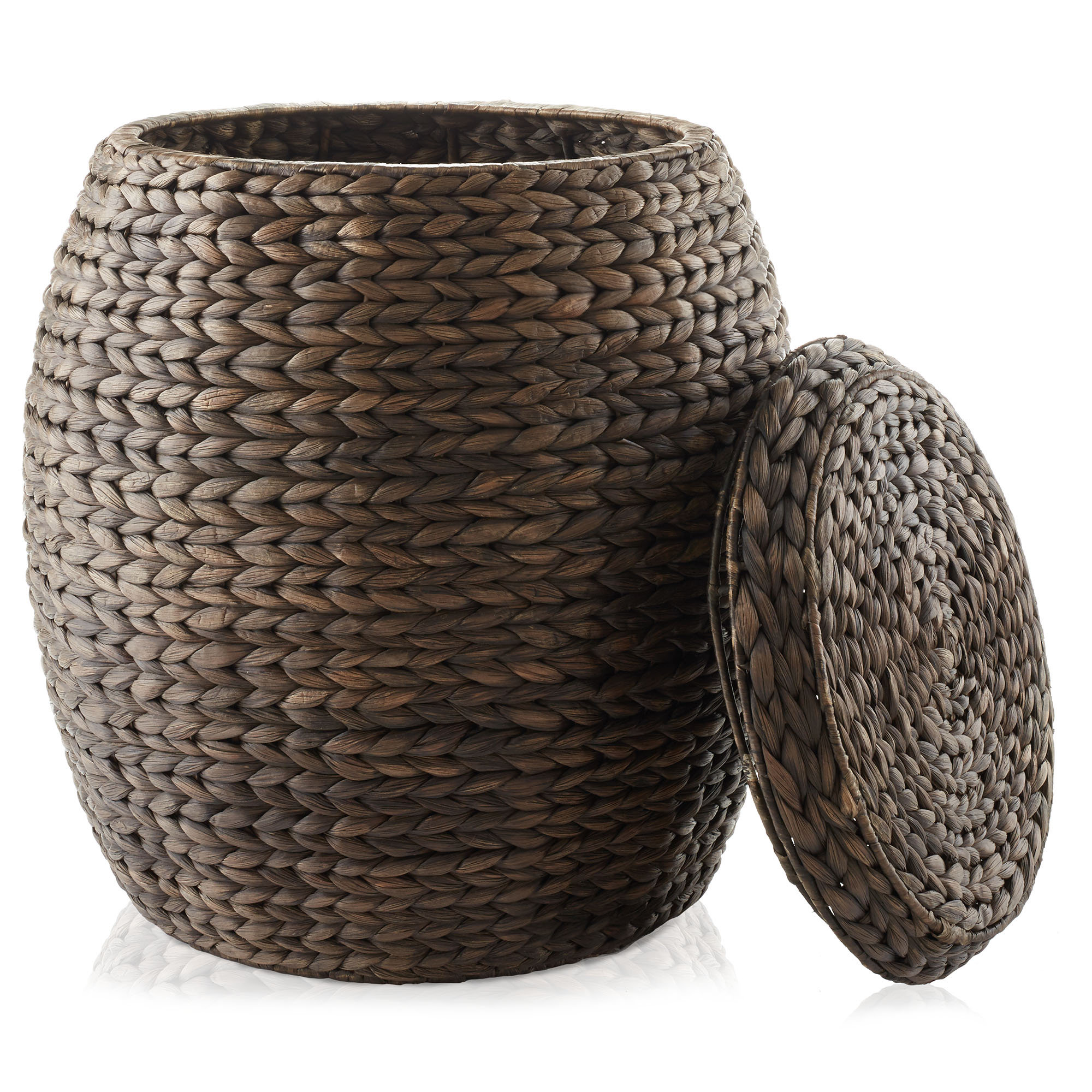 Casafield Round Water Hyacinth Storage Basket/Hamper with Lid - Natural ...