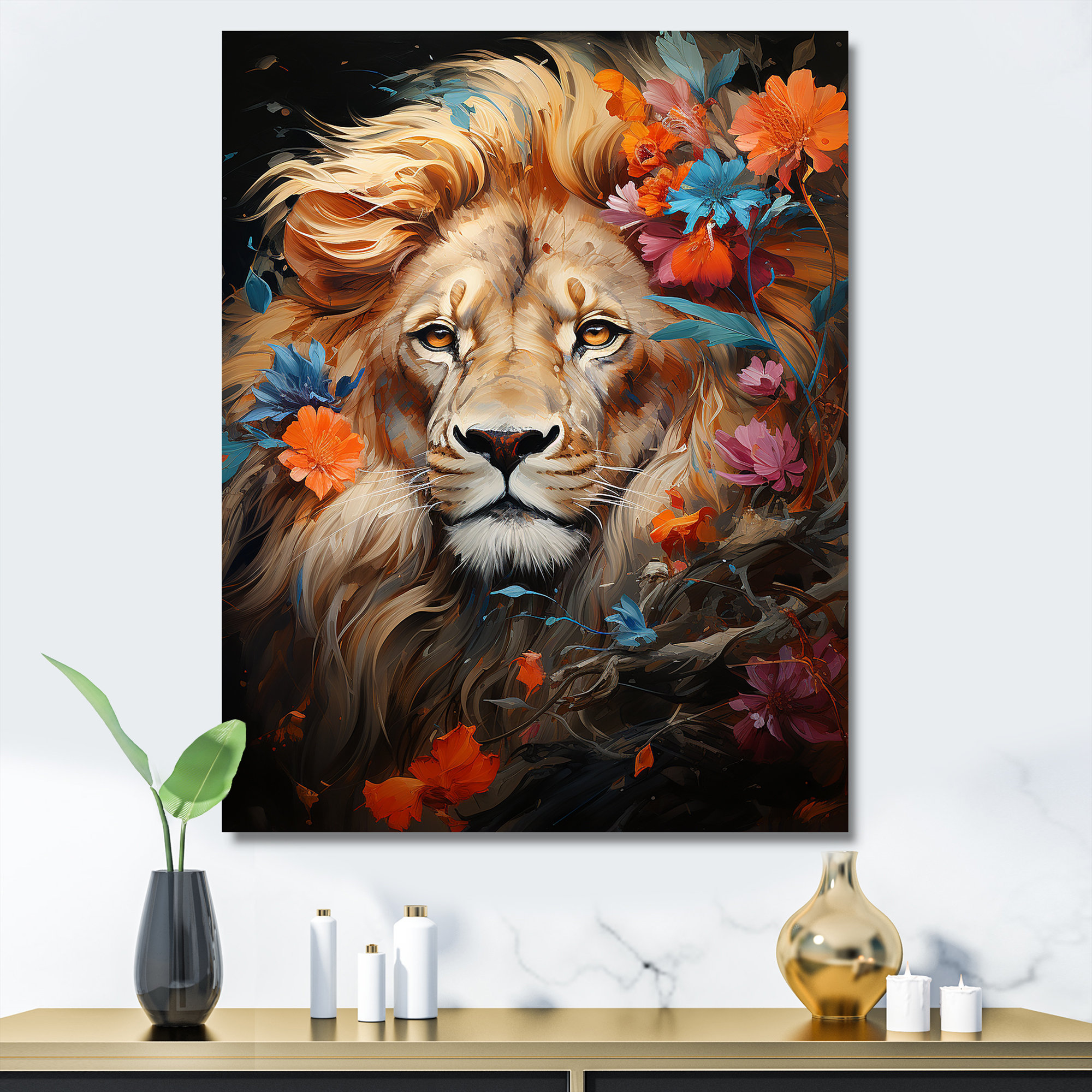 Winston Porter Eternal Majesty Lion Timless Gaze - Lion Wall Art Living ...