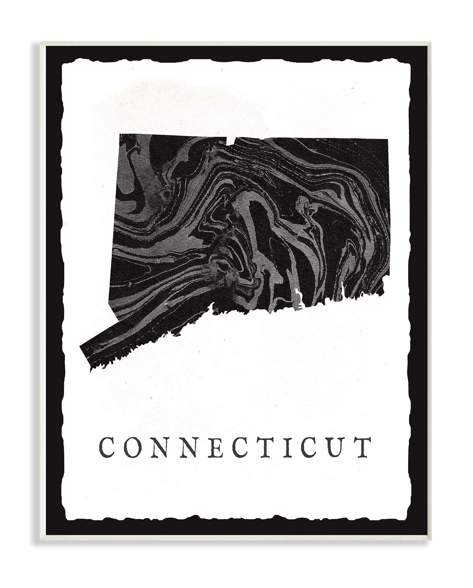 Ebern Designs 'Marbled Paper Connecticut State Silhouette' Graphic Art ...
