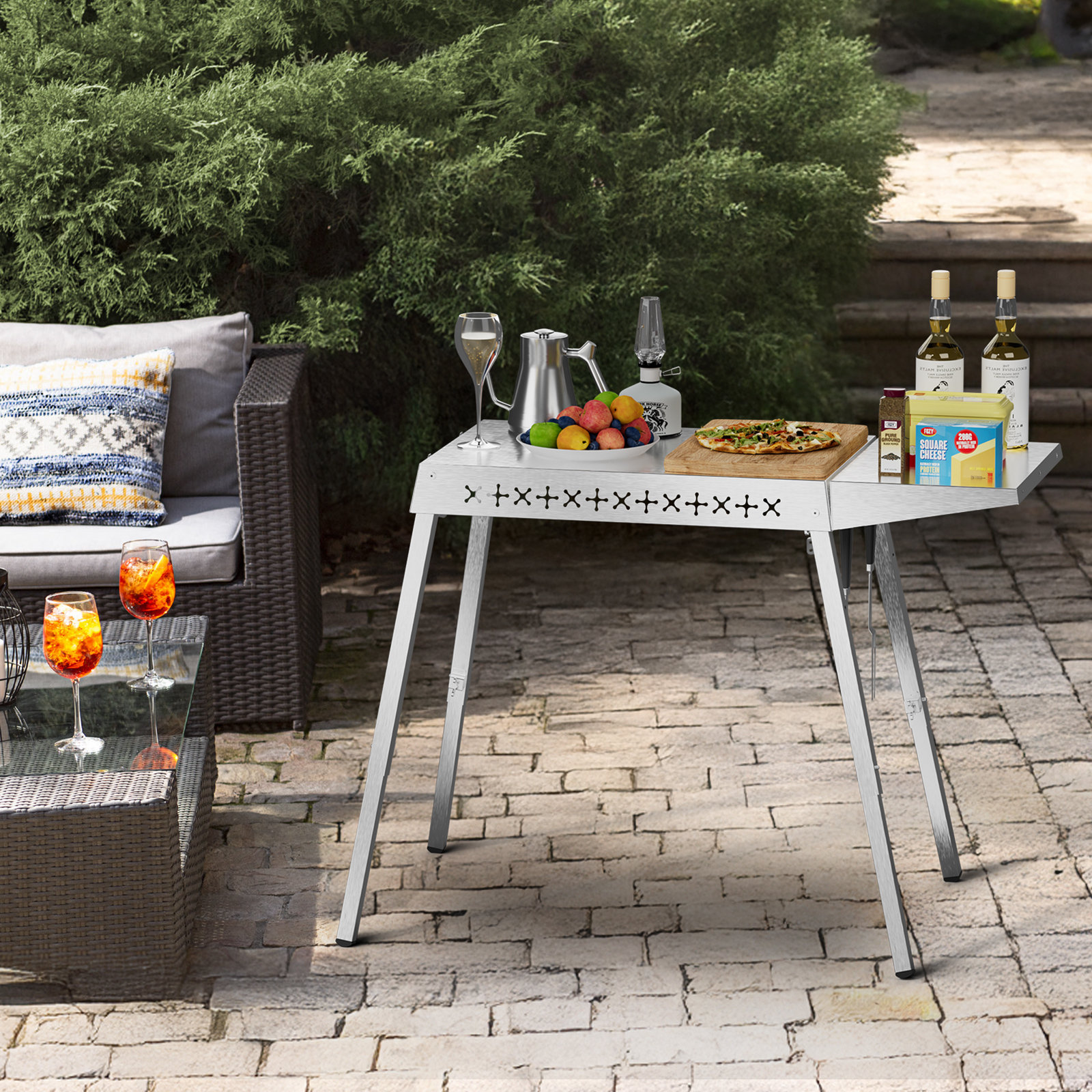 COWSAR Foldable Portable Grill Table Outdoor Grill Cart Movable Bbq ...