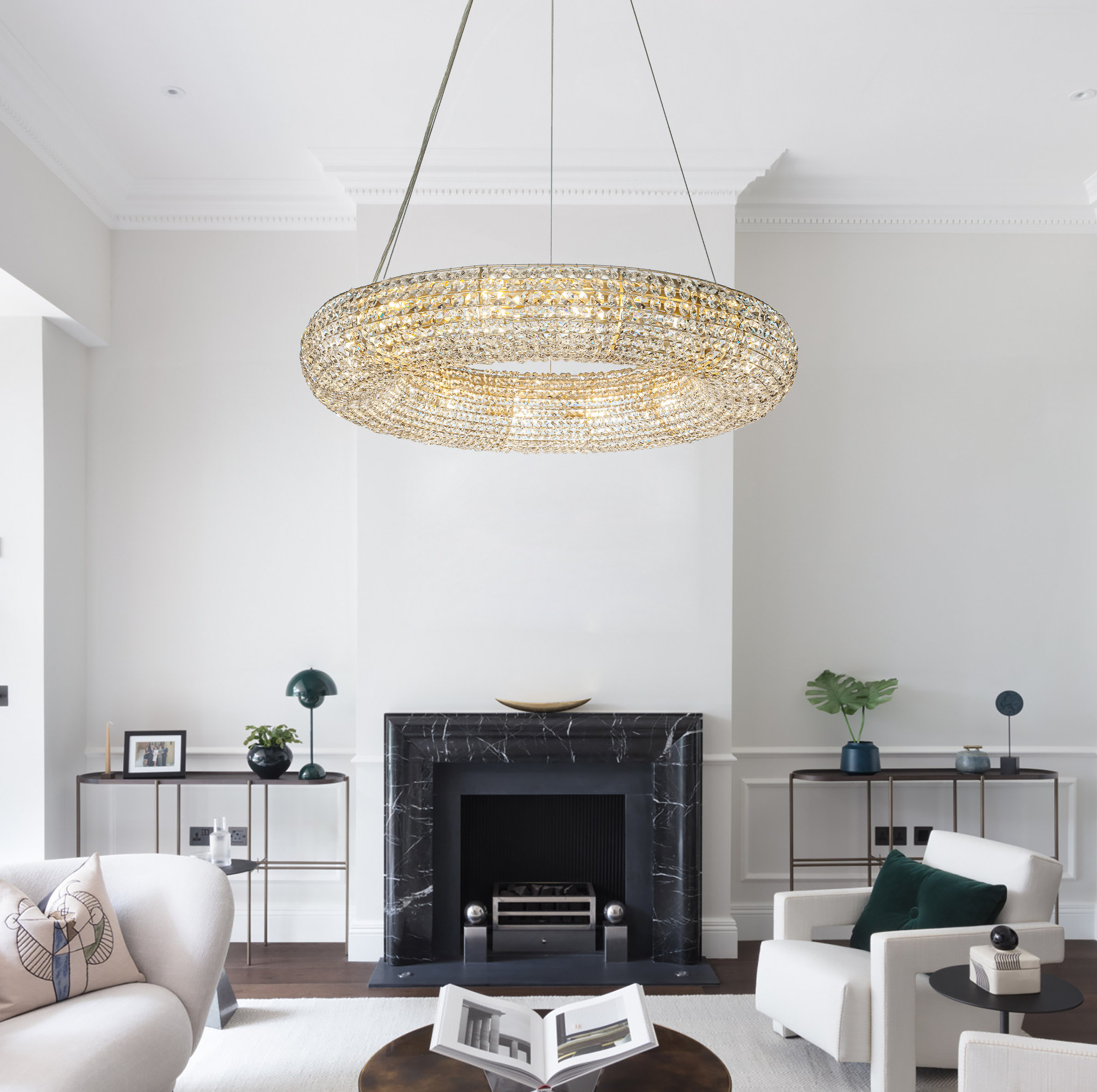 Rosdorf Park 32 Inch 14 Light Luxury Soft Gold Wagon Wheel Crystal ...