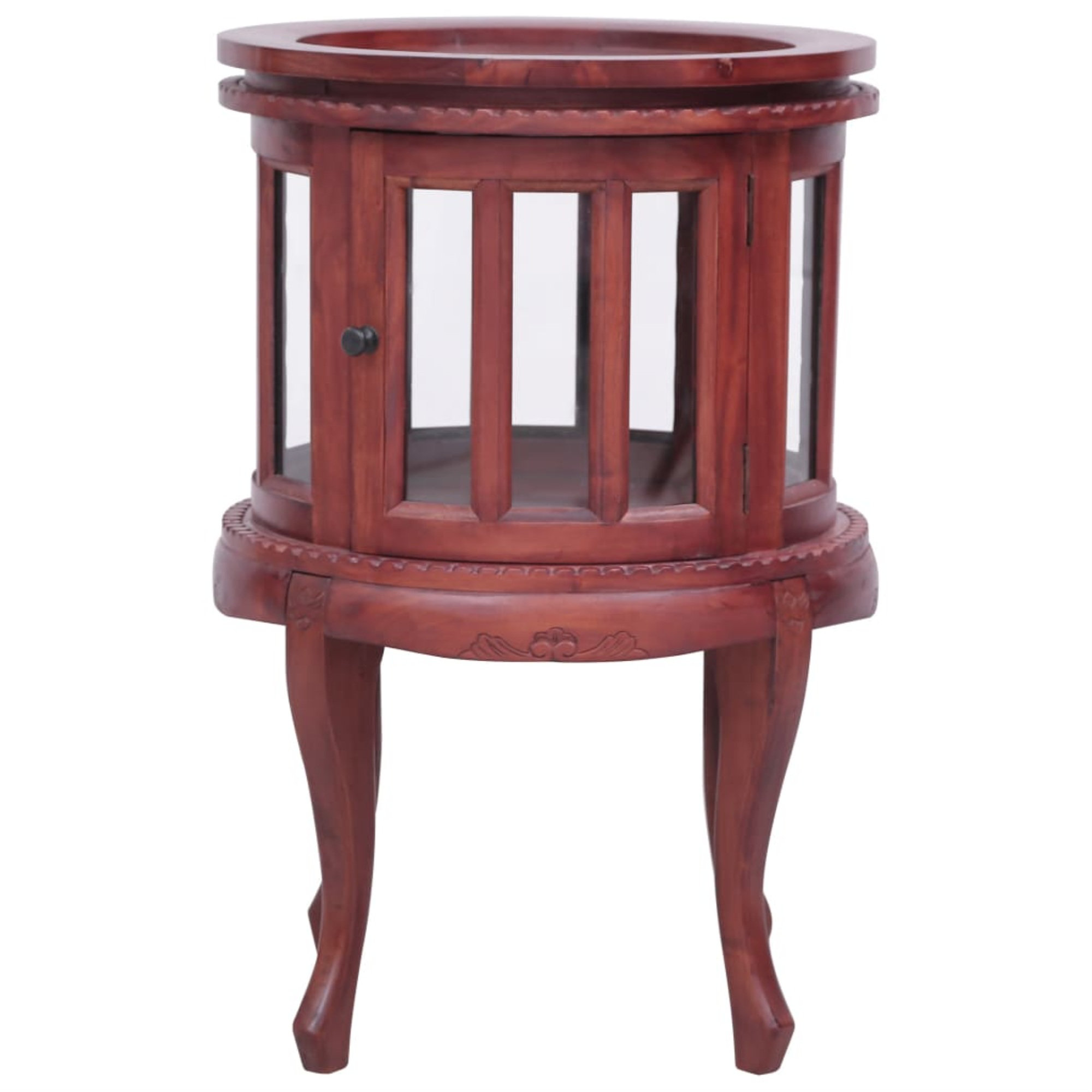 Canora Grey End Table Glass Display Cabinet Side Table Natural Solid ...