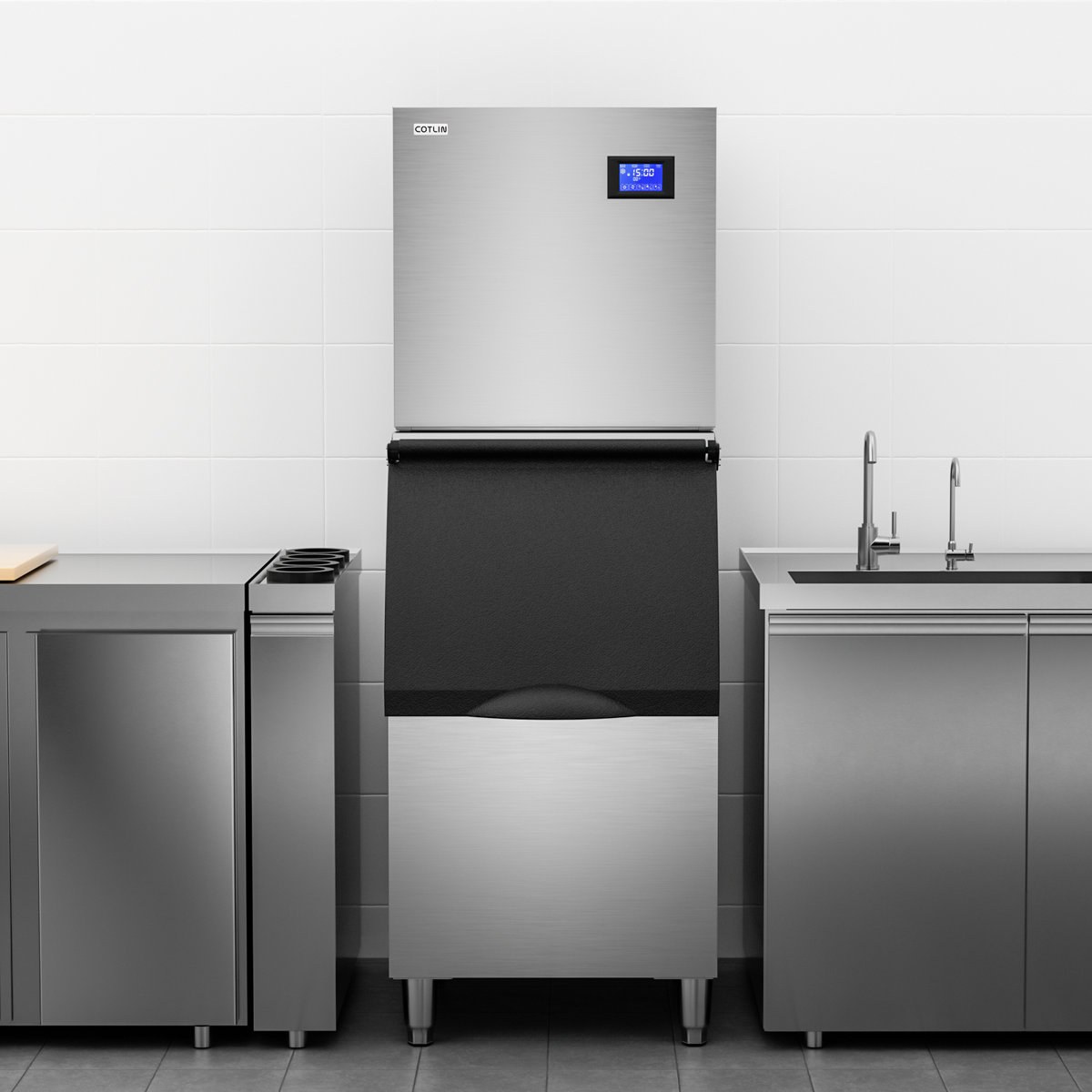 COTLIN 650 Lb. Daily Production Clear Cube Ice Freestanding Commercial ...