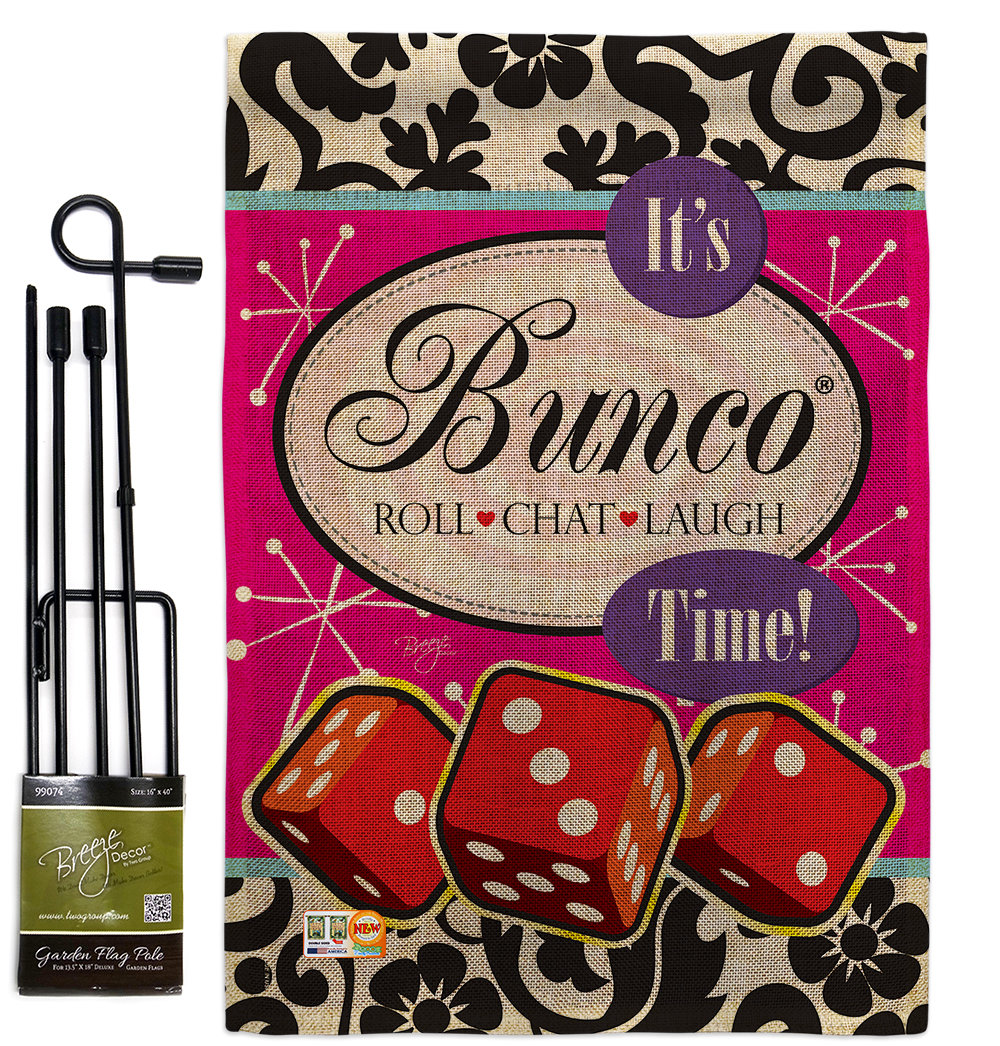 Breeze Decor It's Bunco Time 2-Sided Polyester 18.5 x 13 in. Flag Set ...