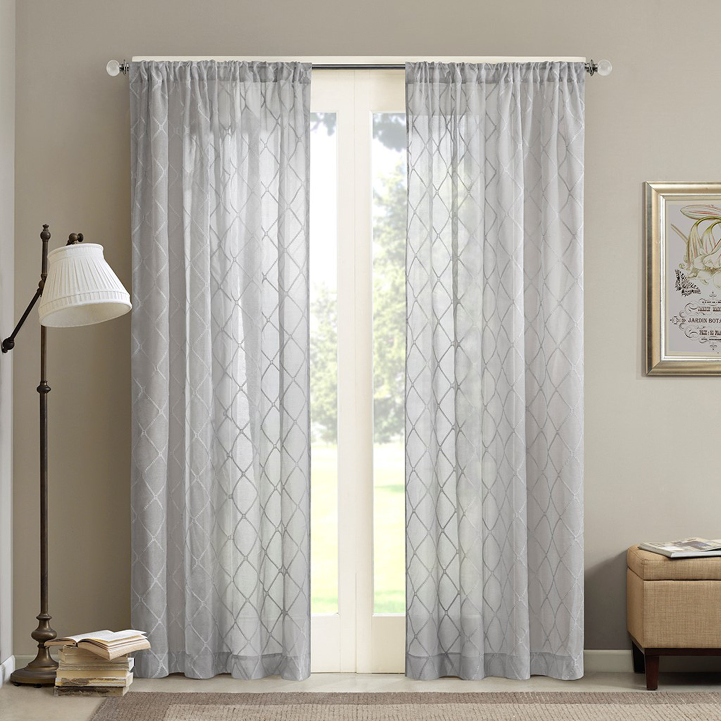 Lark Manor™ Diamond Sheer Window Drape Curtain Panel (Single Piece ...