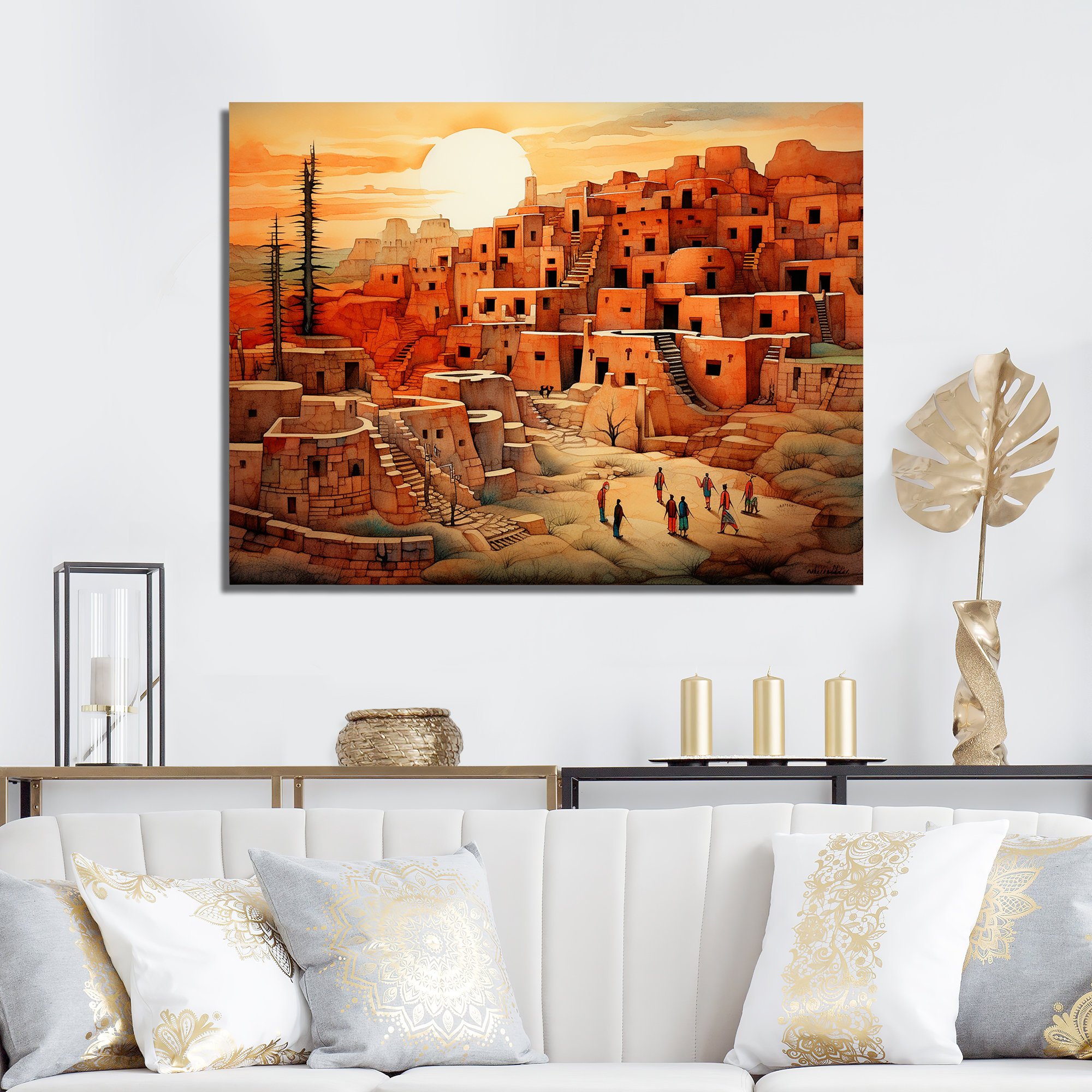 Design Art Native Glorious City Landscape - Native American Art Framed ...