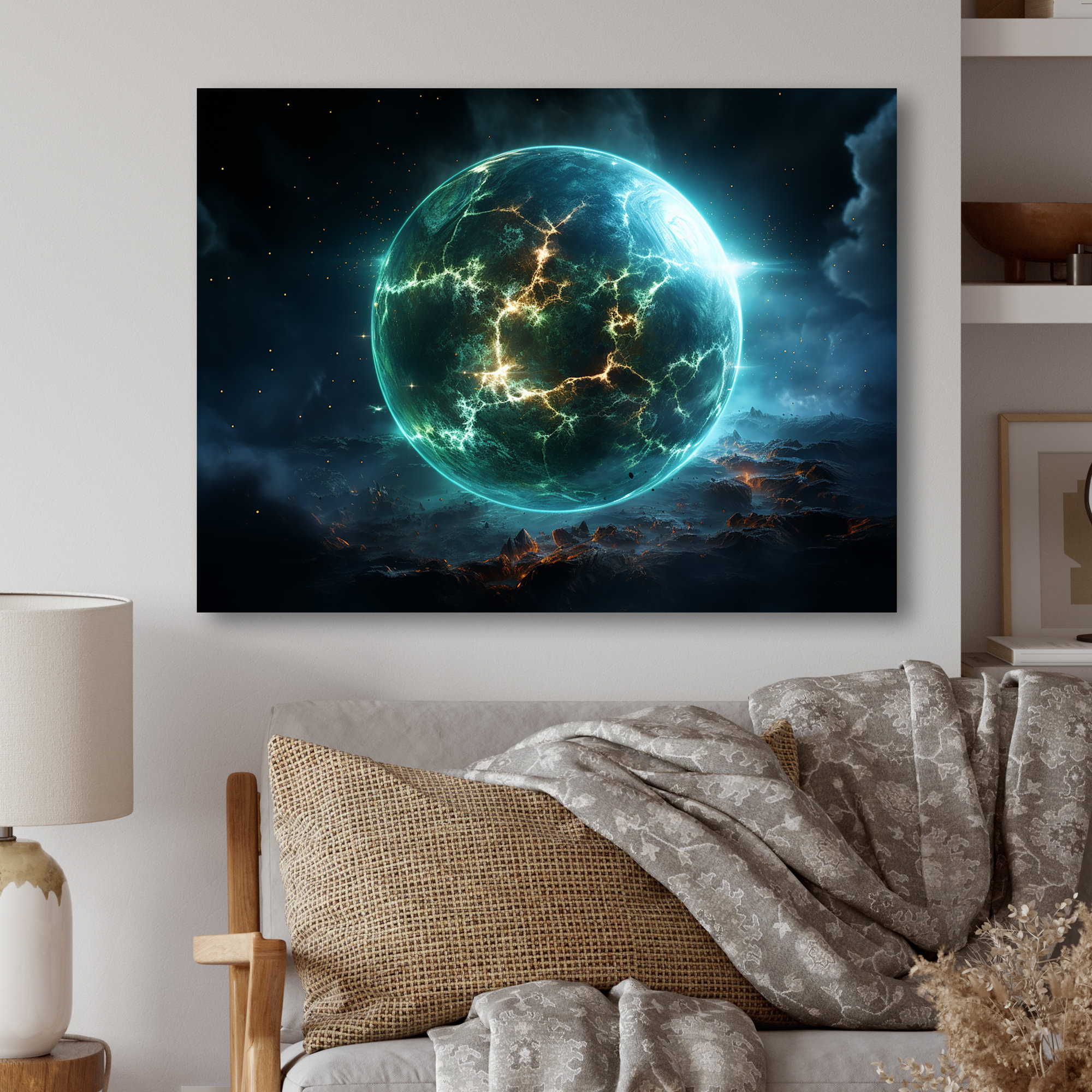 Lark Manor™ Green And Yellow Cosmic Planet - Space Planet Metal Wall ...