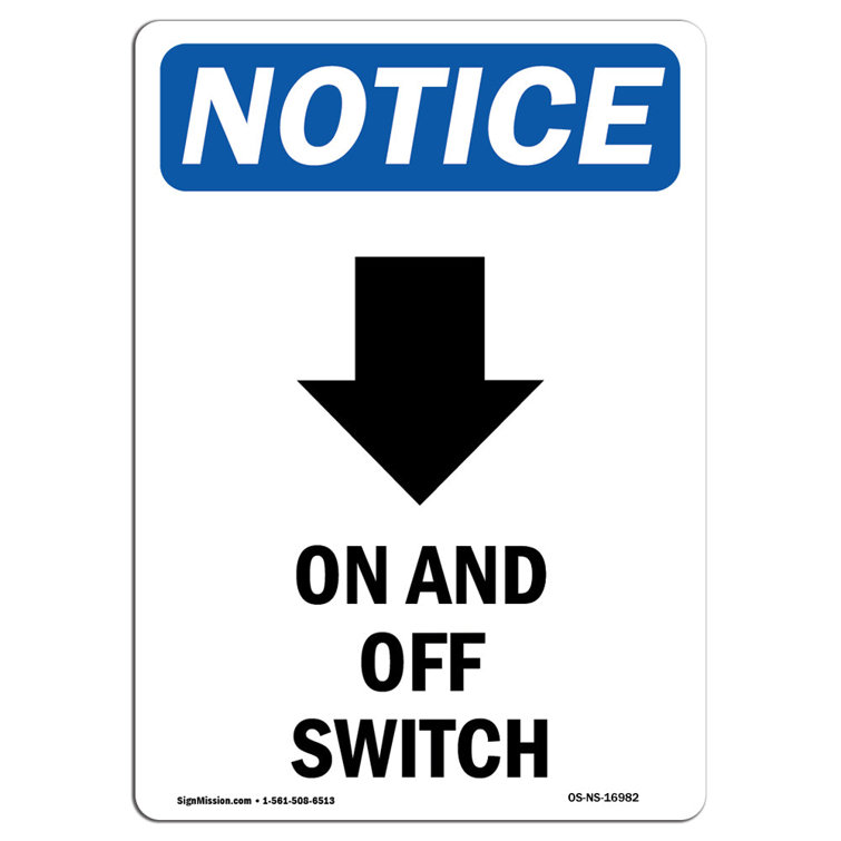 SignMission On and Off Switch Sign with Symbol | Wayfair