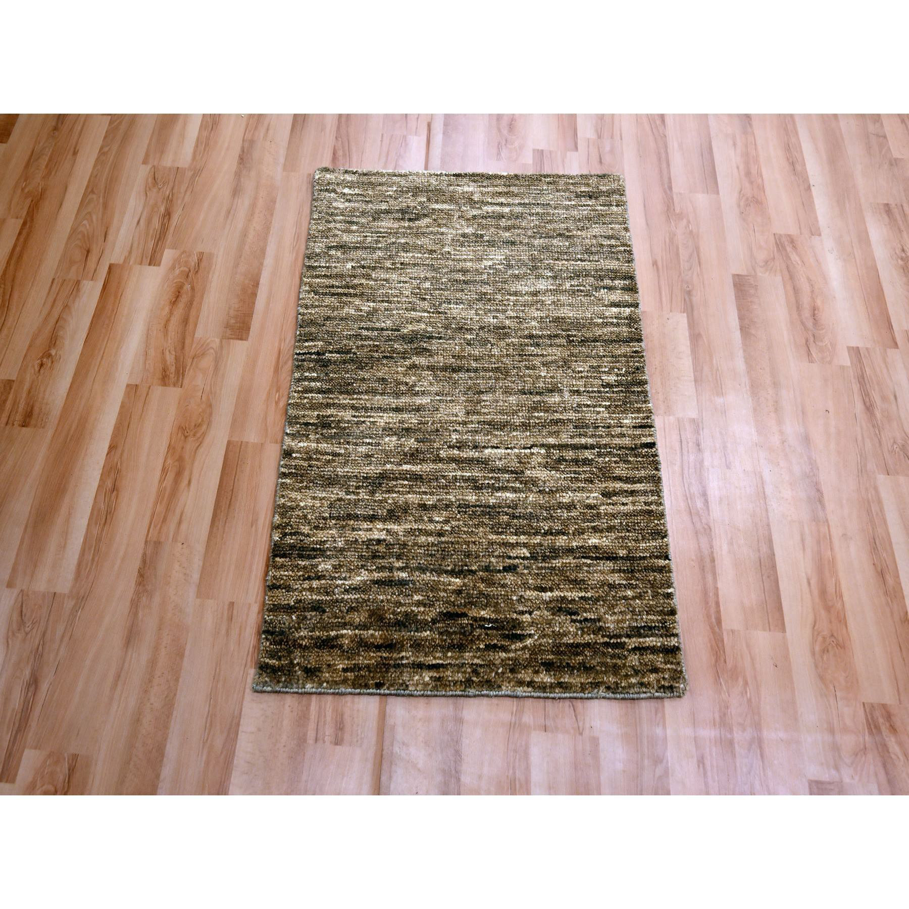 Latitude Run® 2'x3' Brown Pure Wool Sample Hand Knotted Modern Plain ...