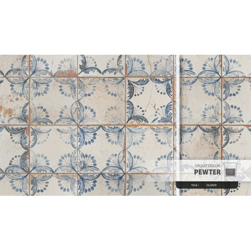 Merola Tile Artisan Oldker 13" x 13" Ceramic Patterned Wall & Floor ...