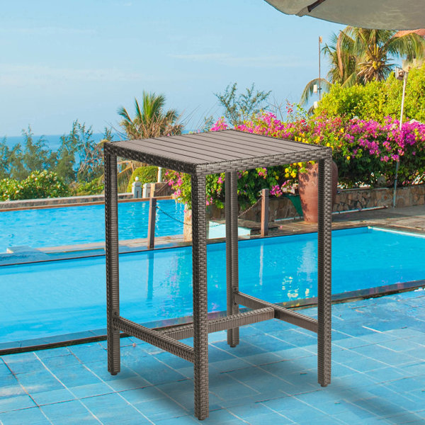 Ebern Designs Outdoor Bar Table Patio Bar Height Bistro Table 39" Tall ...