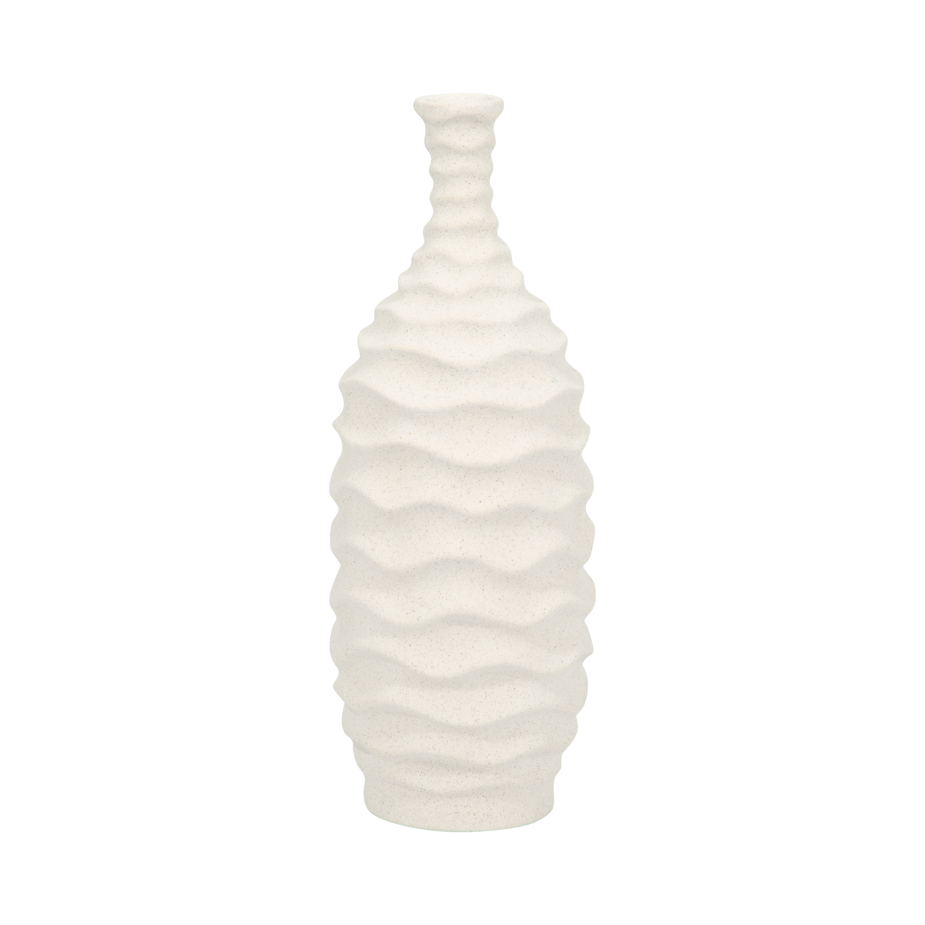 Wrought Studio™ 11" Horizontal Ribbon Vase Sand Texture, White ...