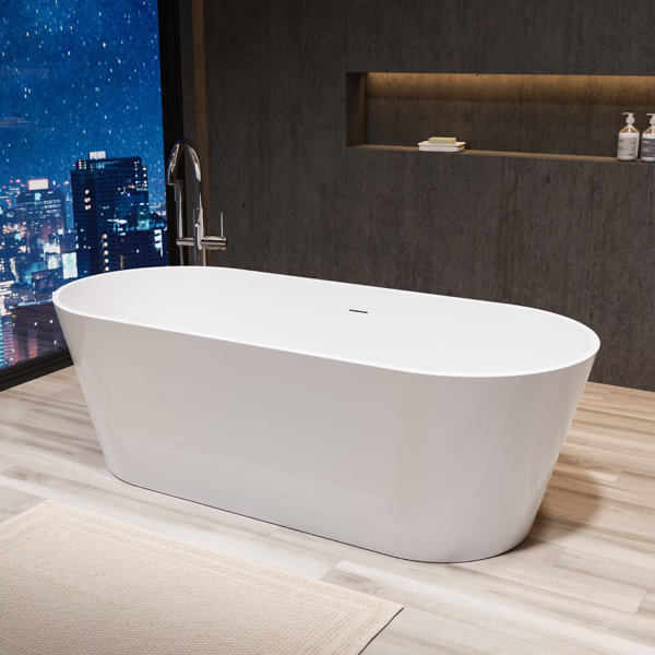 UFURYRIDE Baignoire autoportante 67 po en acrylique moderne - blanc ...