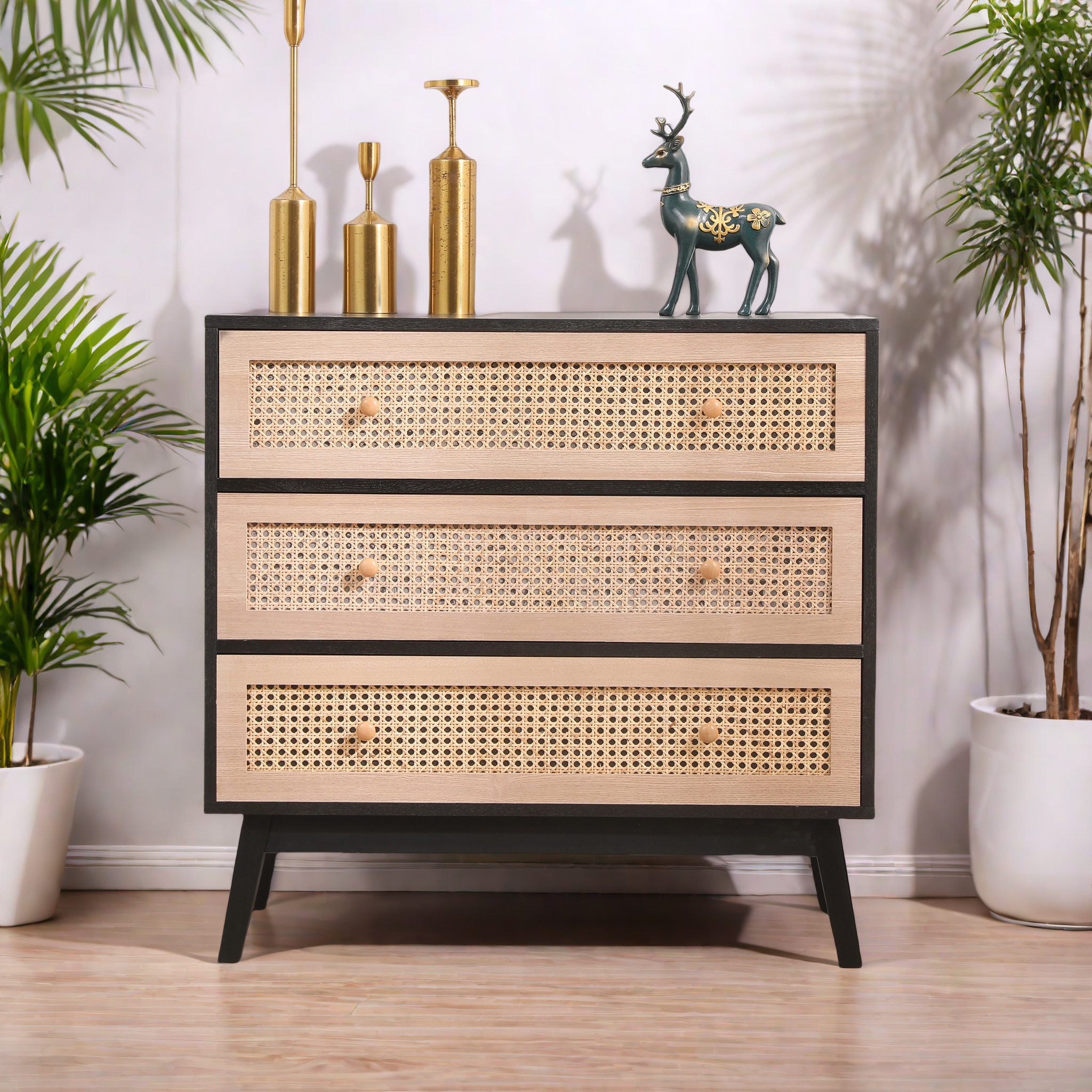 Bay Isle Home™ 31.5" Rattan Chest Of Drawers, 3-Drawers Mini Dresser ...