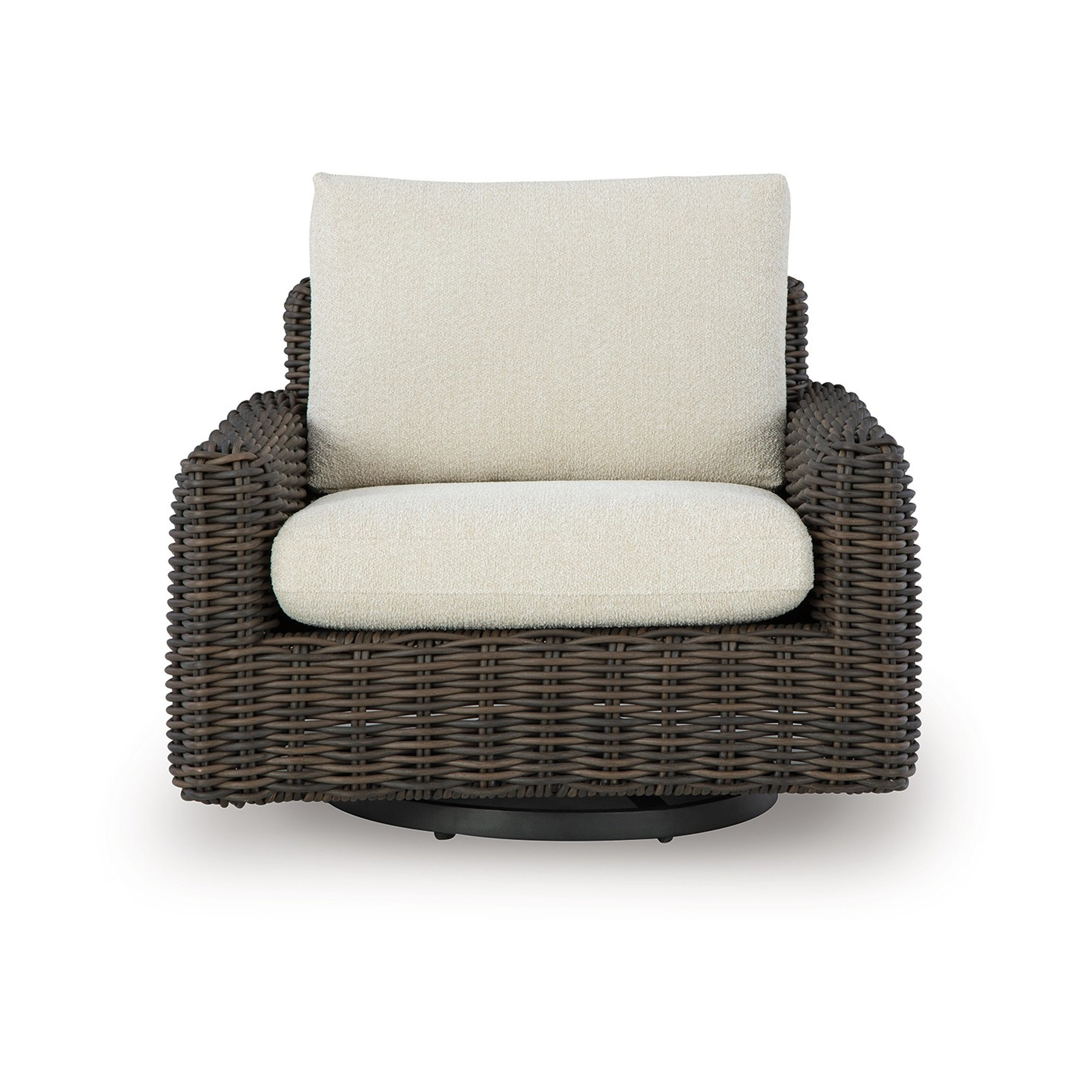 Benjara Kimo Outdoor Swivel Glider Lounge Chair, Beige, Dark Brown ...