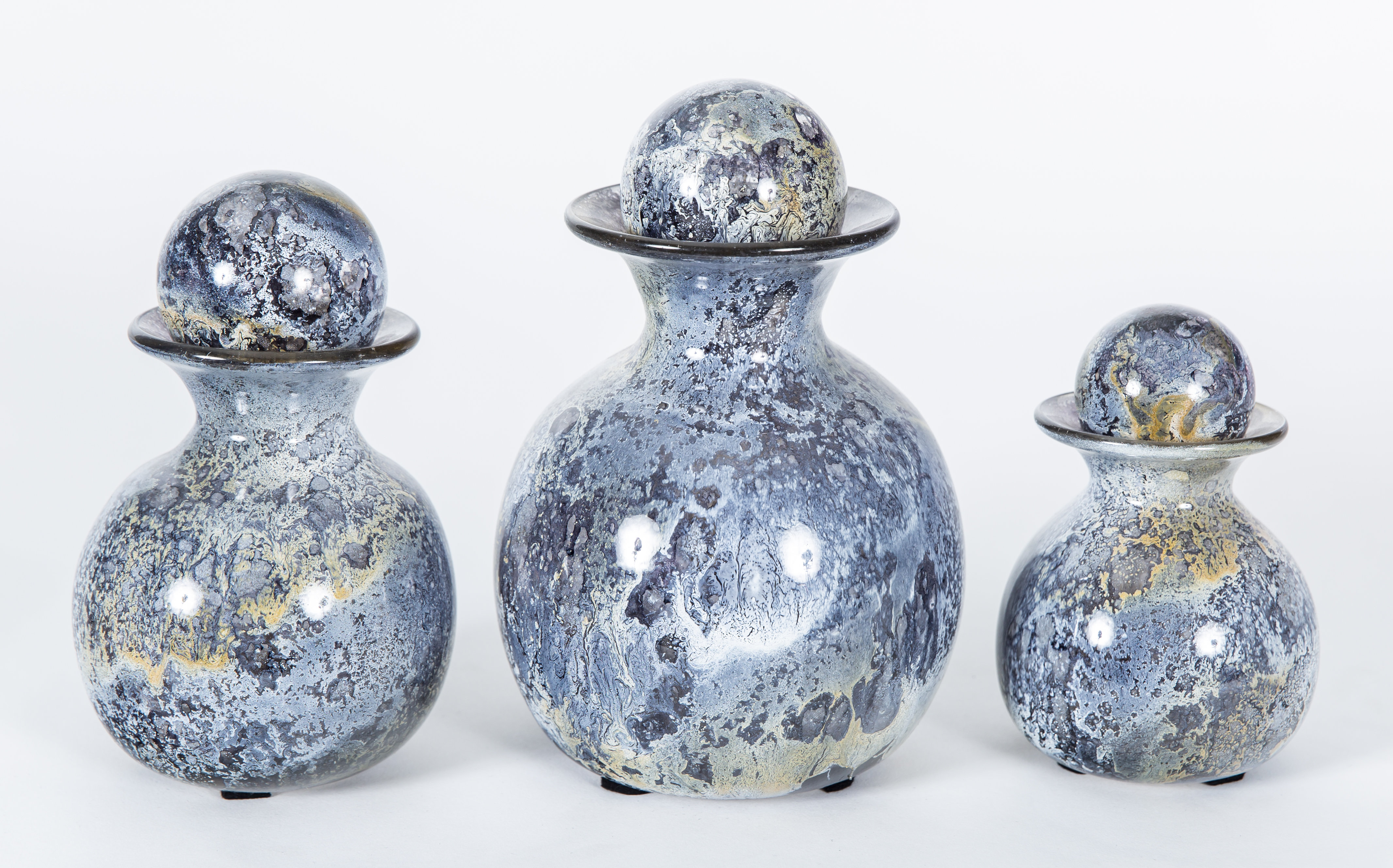 Prima Design Source 3 Piece Blue/Brown Glass Decorative Bottle Set ...