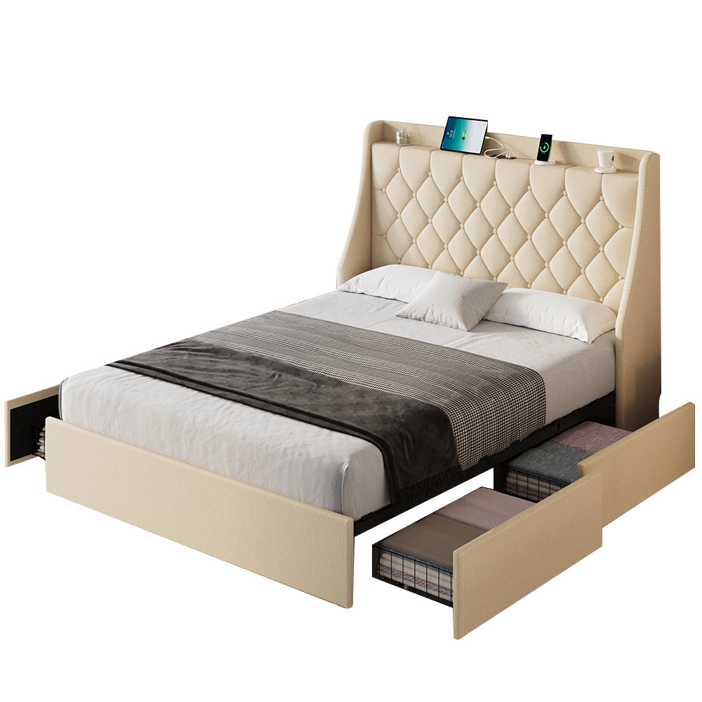 Latitude Run® Chicoine Hiya Queen Bed Frame With 4 Storage Drawers In ...
