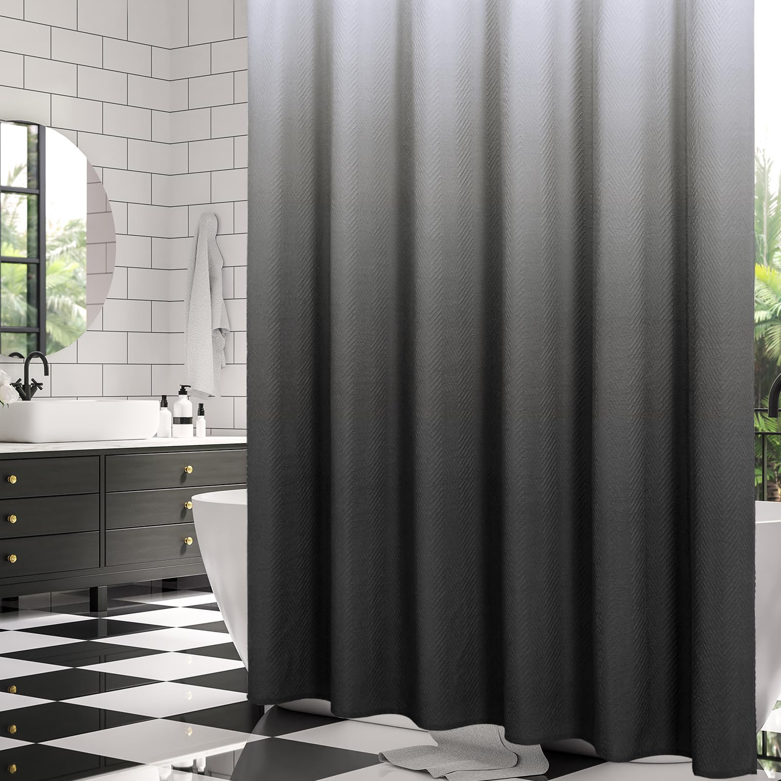 Latitude Run® Black Modern Farmhouse 3D Embossed Textured Herringbone ...