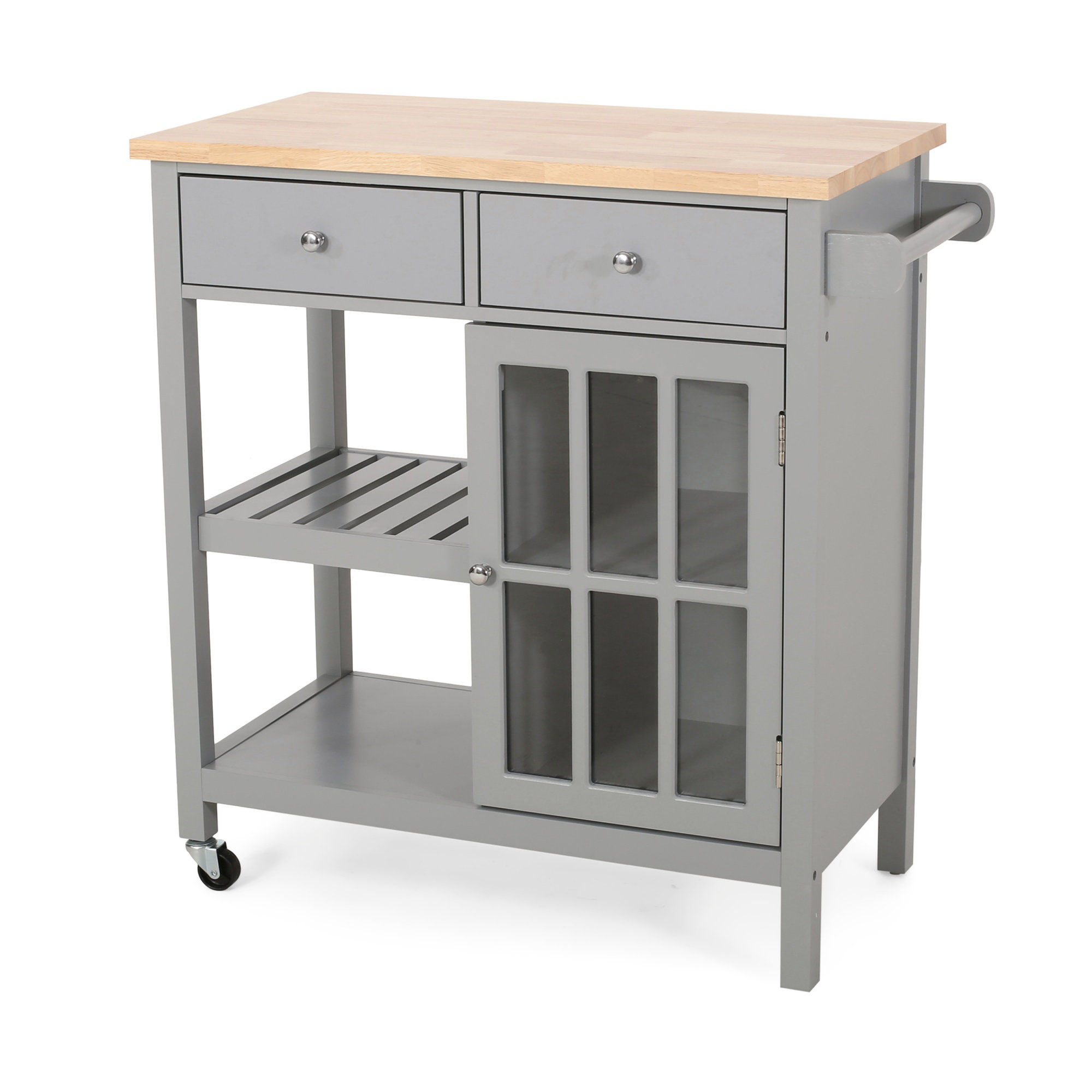 Winston Porter Kitchen Island Cart With Solid Wood Top, Mobile Carts ...