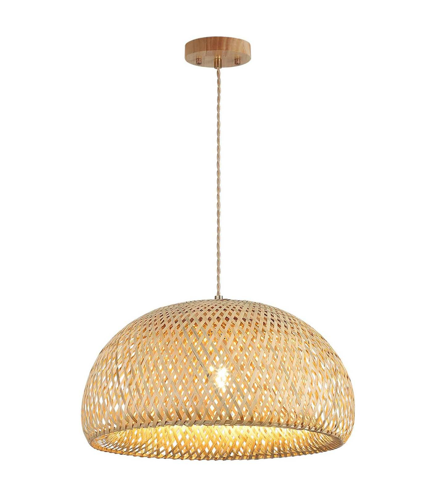Bayou Breeze Bamboo Large Pendant Light Fixture Rustic Basket Pendant ...