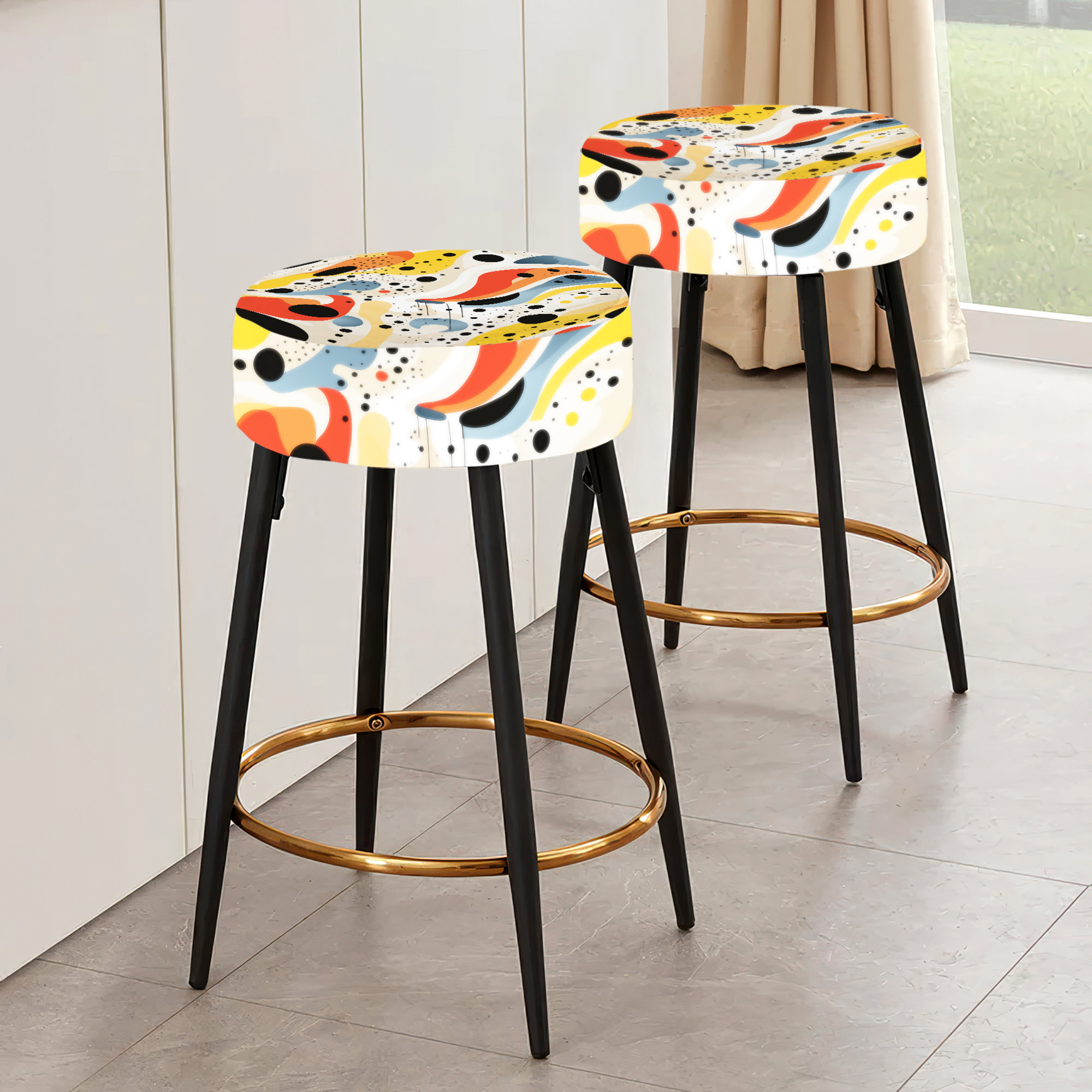 Design Art Red Poupart Lichtenstein's Lines Matrix - Abstract Bar ...