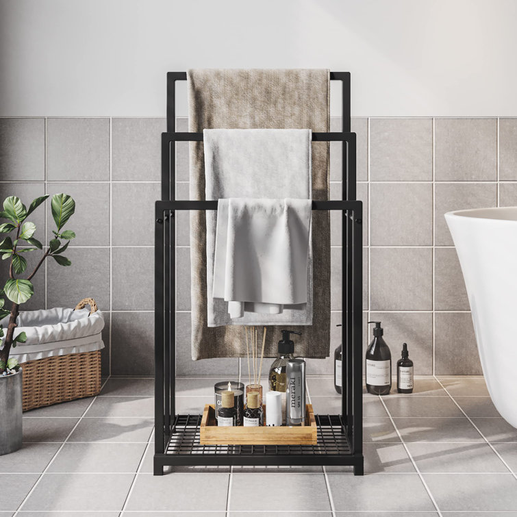 ONFRJFVR Freestanding Black Metal Towel Rack | Wayfair