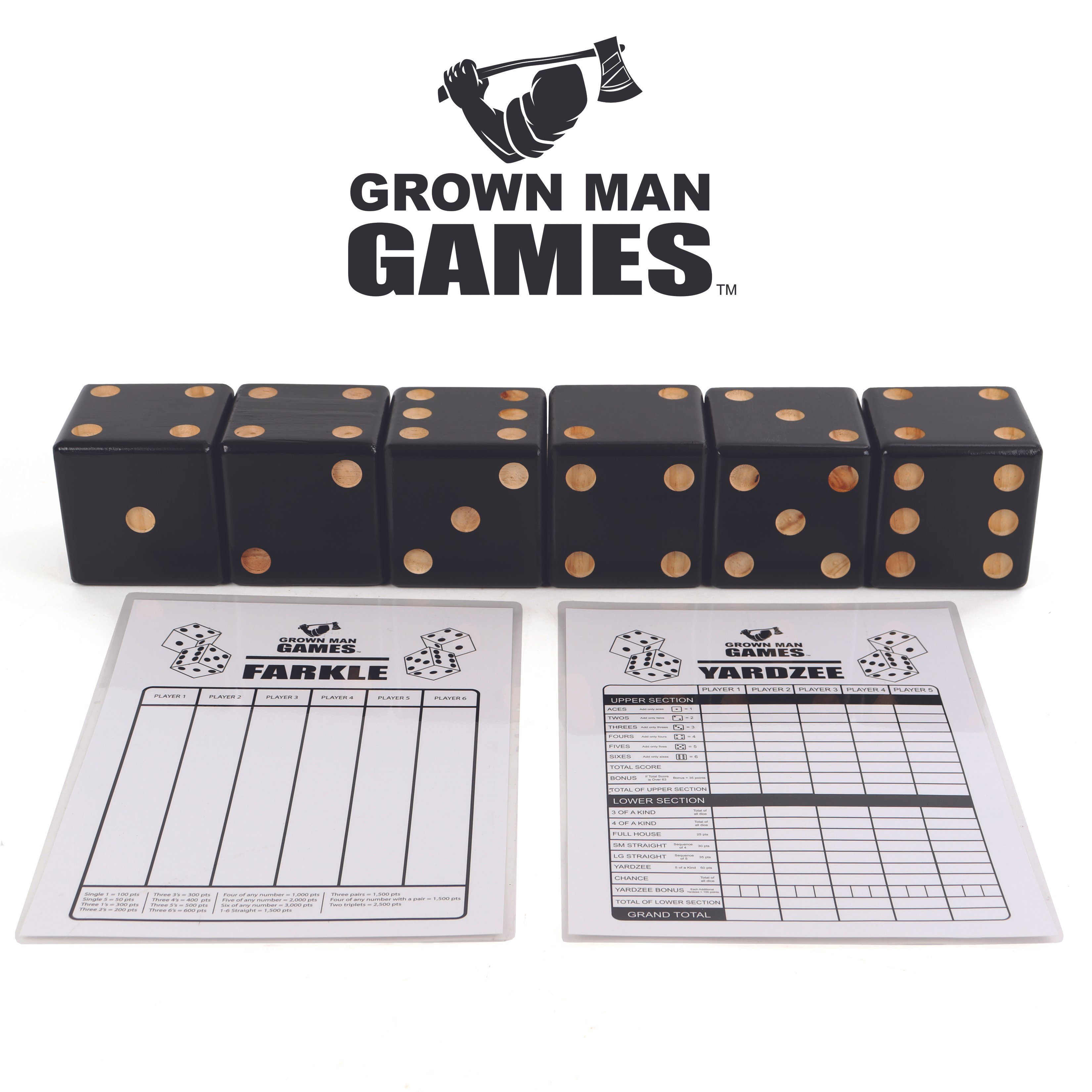 Grown Man Games Yard Dice - Yardzee - Yard Farkle/Yardkle - Large Lawn ...