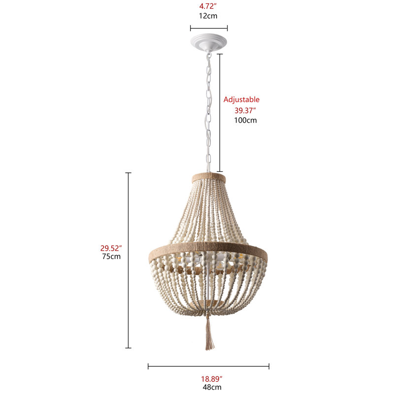 Langley Street Heald 4-Light Beads White/Brown Finish Dimmable Pendant ...