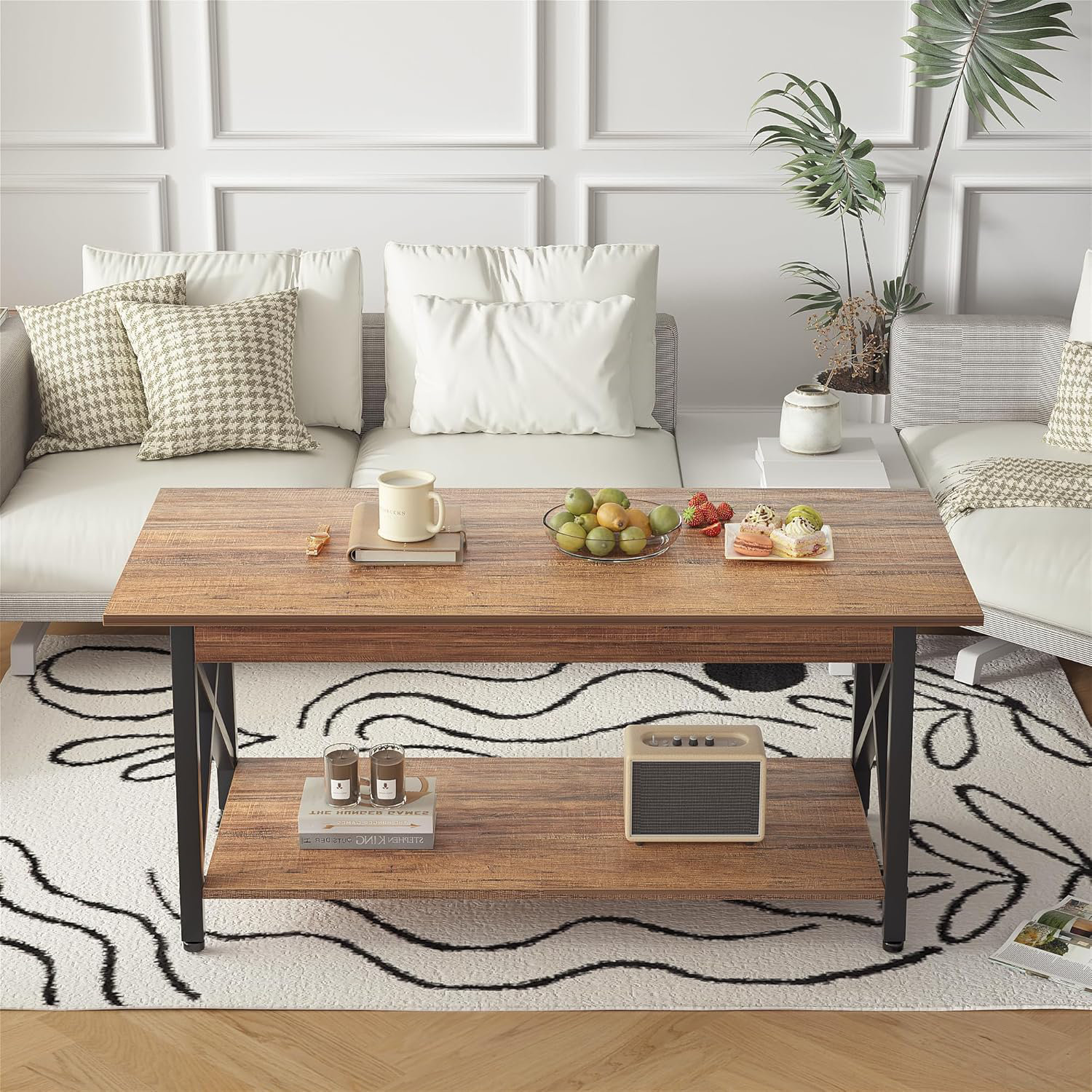 Ophelia & Co. Coffee Table Large 43.3 x 23.6 inch Rustic Farmhouse with ...