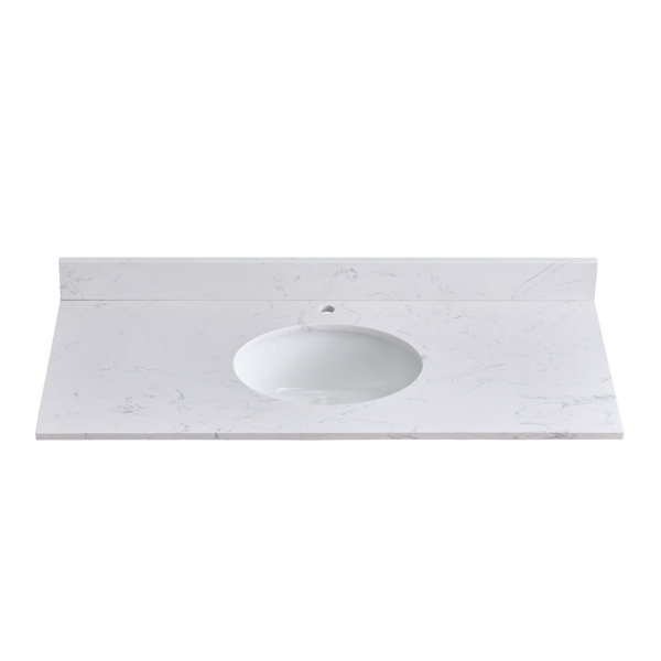 SOUEEUM 48" Engineered Stone Single Bathroom Vanity Top In Carrara ...