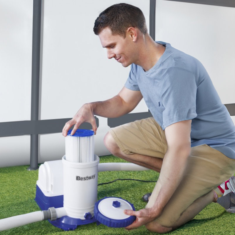 Bestway 2,500 Gallon Filter Pump Set for Above Ground Outdoor Swimming ...