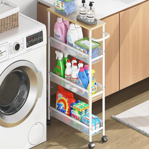 Shimano Slim Rolling Storage Cart, 4 Tier Narrow Utility Cart Bathroom ...