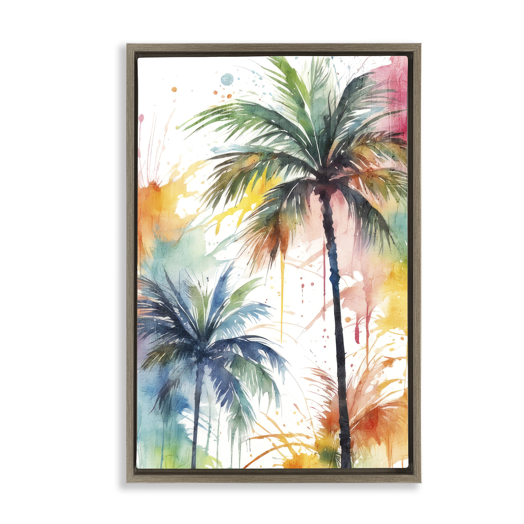 Bay Isle Home™ Splashed Palm Trees Framed Floater Canvas by Kim Allen ...