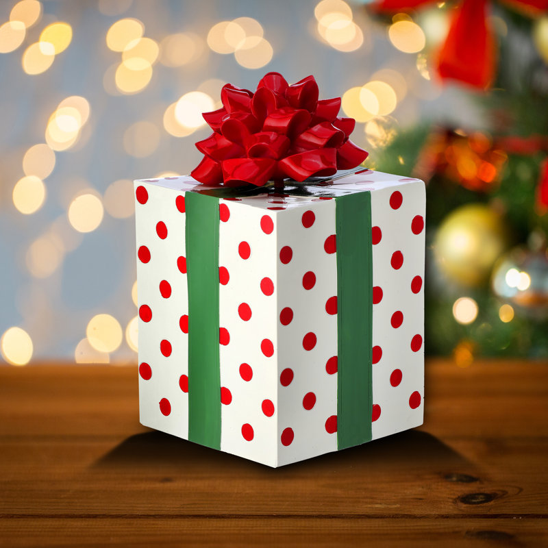 The Holiday Aisle® 14" Resin Gift Package With Bow | Wayfair