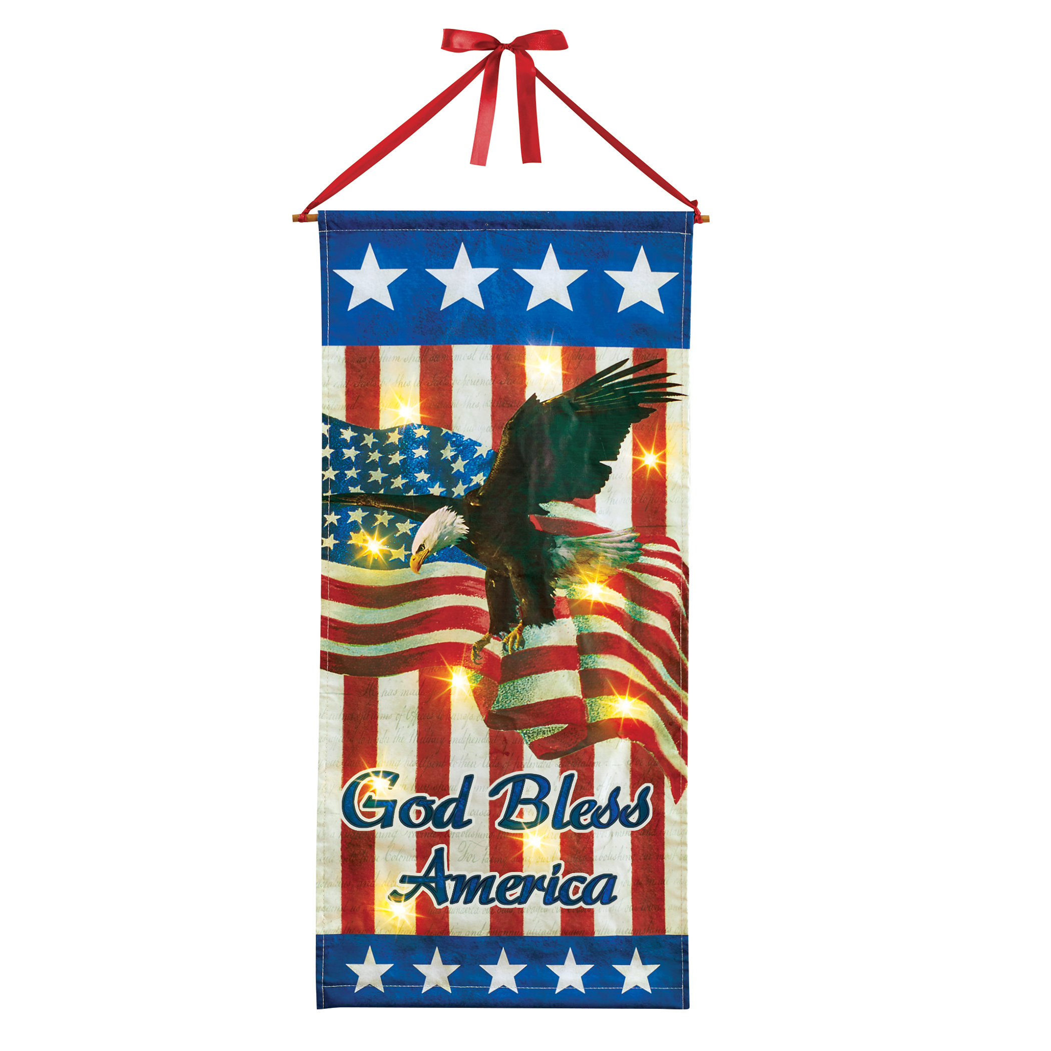 The Holiday Aisle® LED Lighted God Bless America Eagle Hanging Banner ...