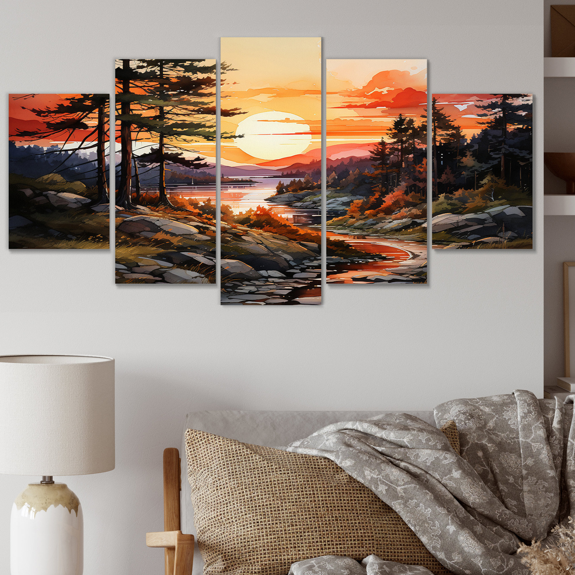 Millwood Pines 'Pine Tree Golden Glow - Tree Pine Canvas Print - 5 ...